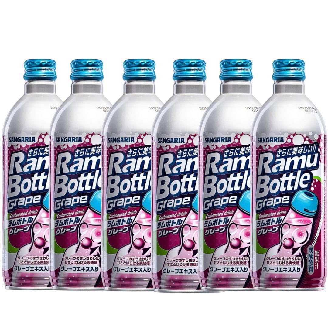 Sangaria Japanese Ramune Soda Drinks Ramu Bottle - Original, Grape ...
