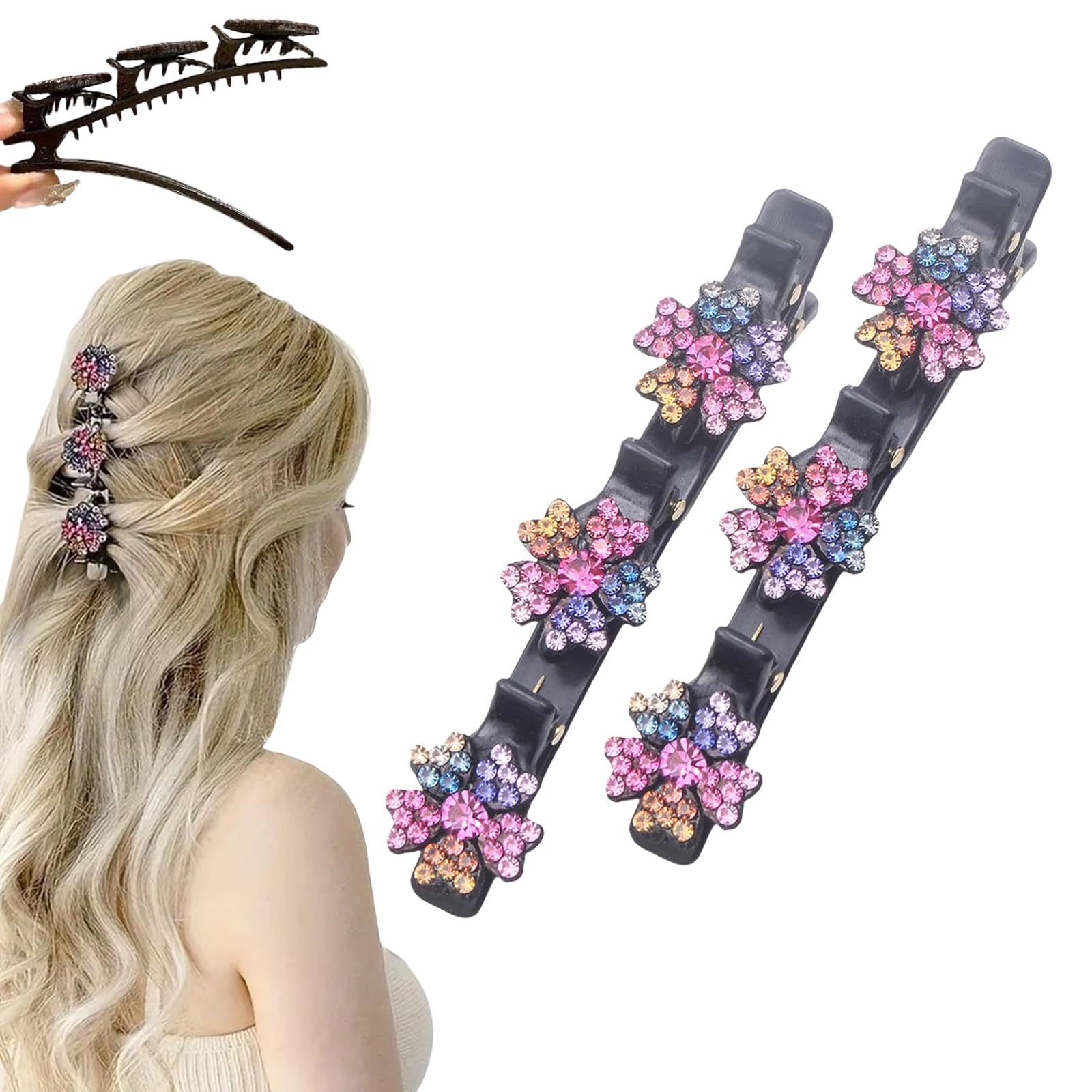 Amazon.com : Sparkling Crystal Stone Braided Hair Clips for Women and ...