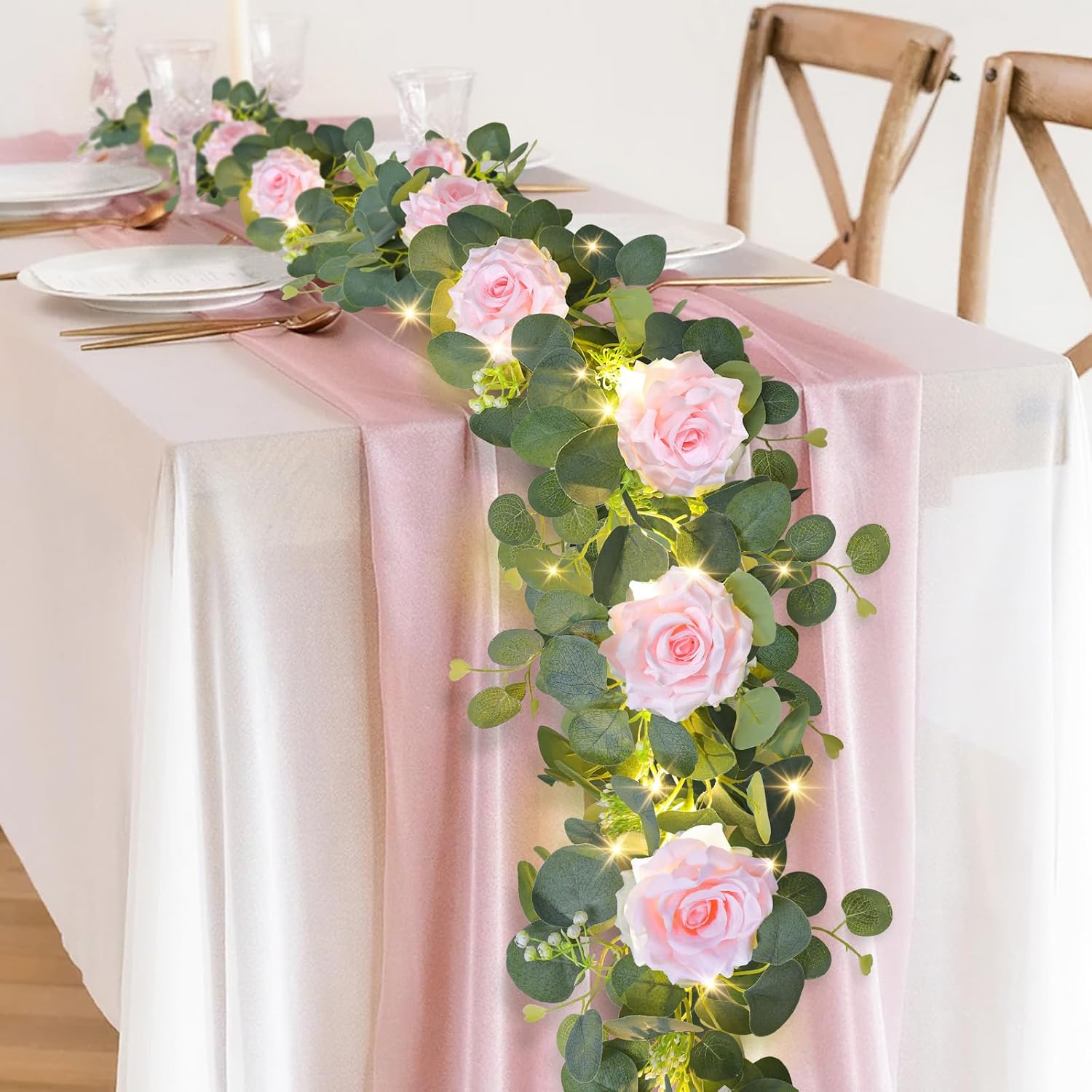 Amazon.com: MACTING 6.6FT Flower Garland with Lights - Spring ...