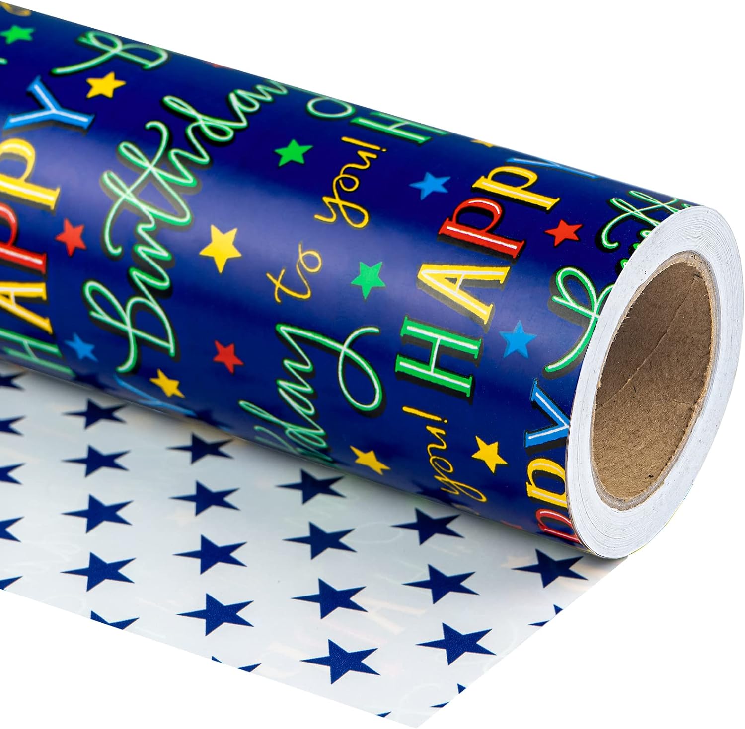 WRAPAHOLIC Reversible Birthday Wrapping Paper - Mini Roll - 17 Inch X ...