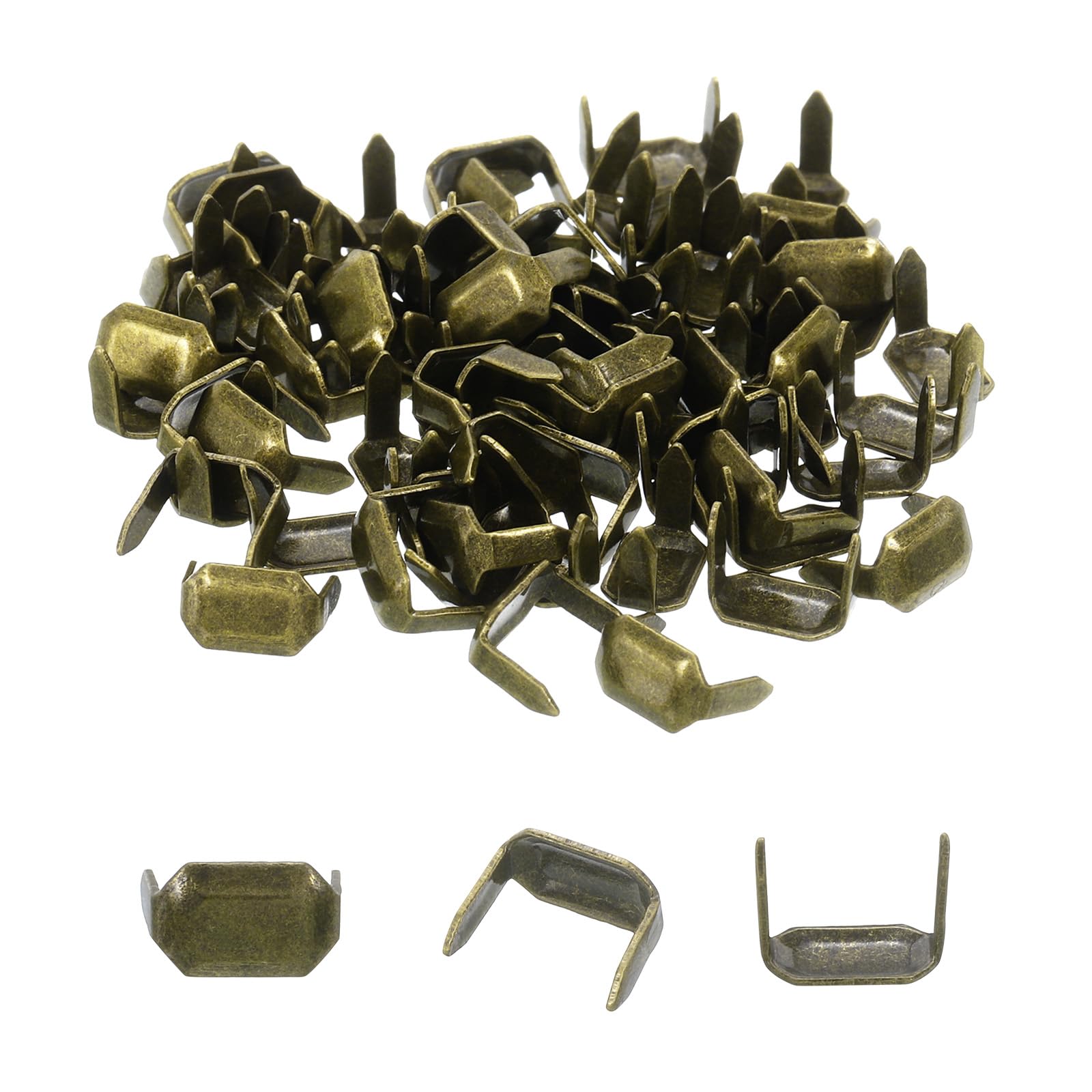 Amazon.com: uxcell 50Pcs Brass Leather Staples, 8mm Two Prong Belt ...