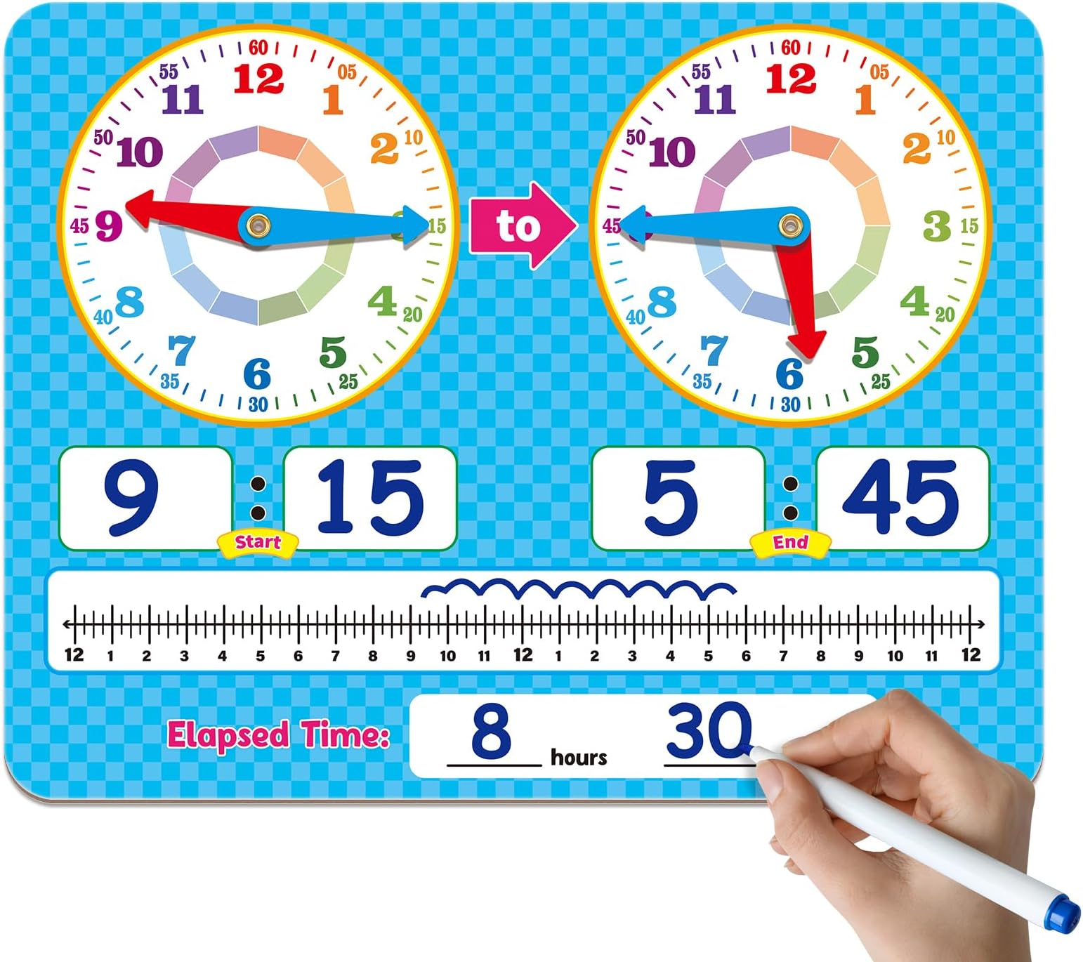 Amazon.com: 45 Set Telling Time Bulletin Board Clock Labels for ...