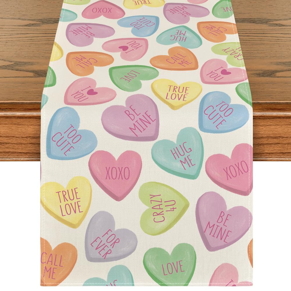 Amazon.com: Artoid Mode Ture Love Heart Valentine's Day Table Runner ...