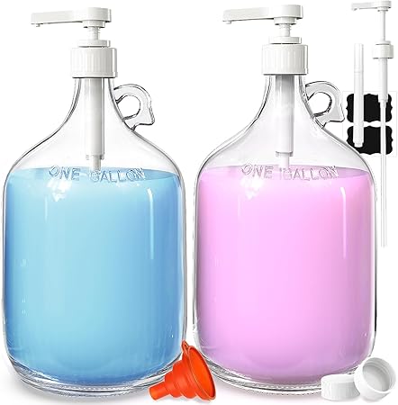Amazon.com: 2 Pack Gallon Glass Pump Bottle Dispensers with 3 Pumps and ...