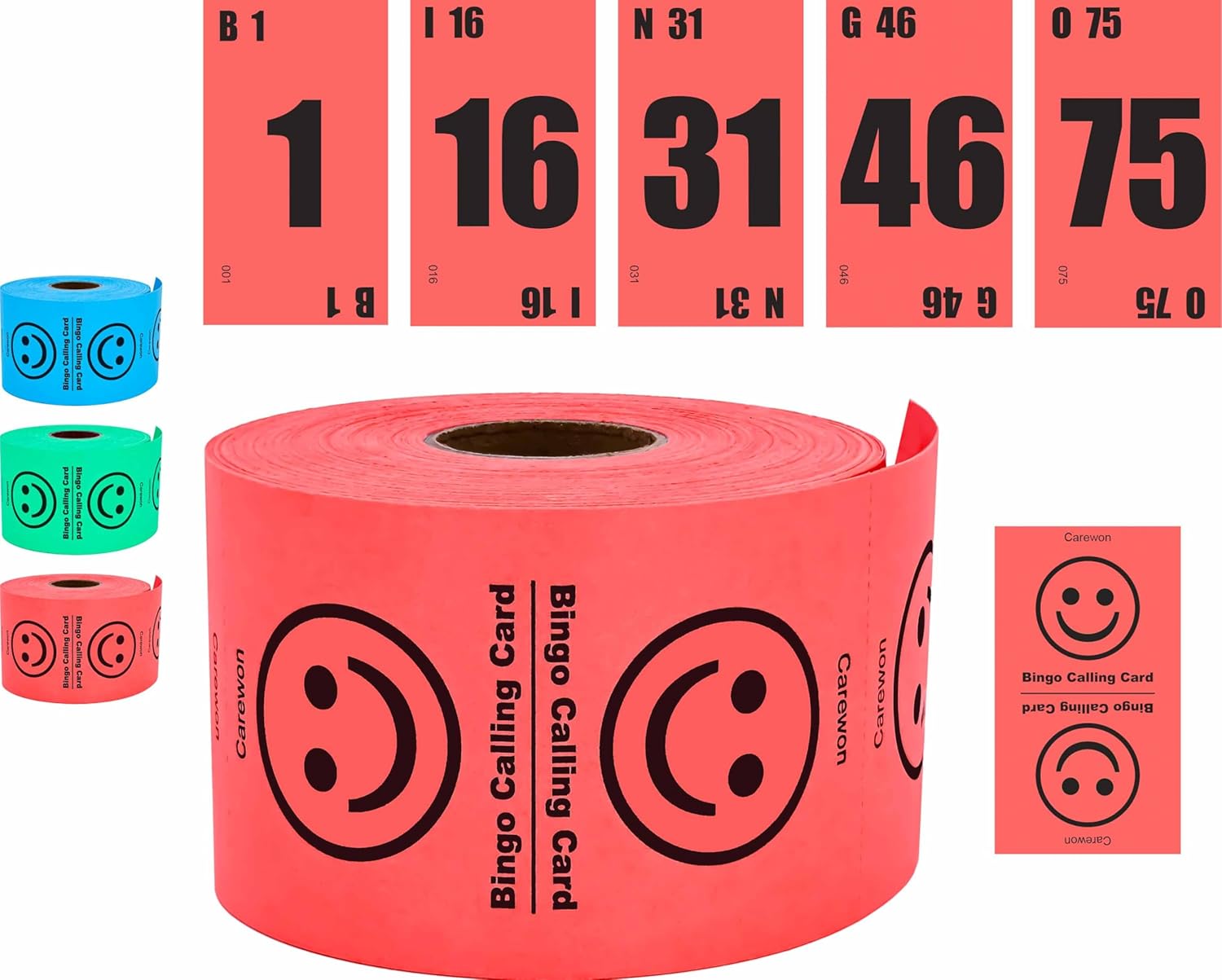 Amazon.com: Carewon 225 Bingo Calling Cards, Red (1 of 3 Colors), 3 ...