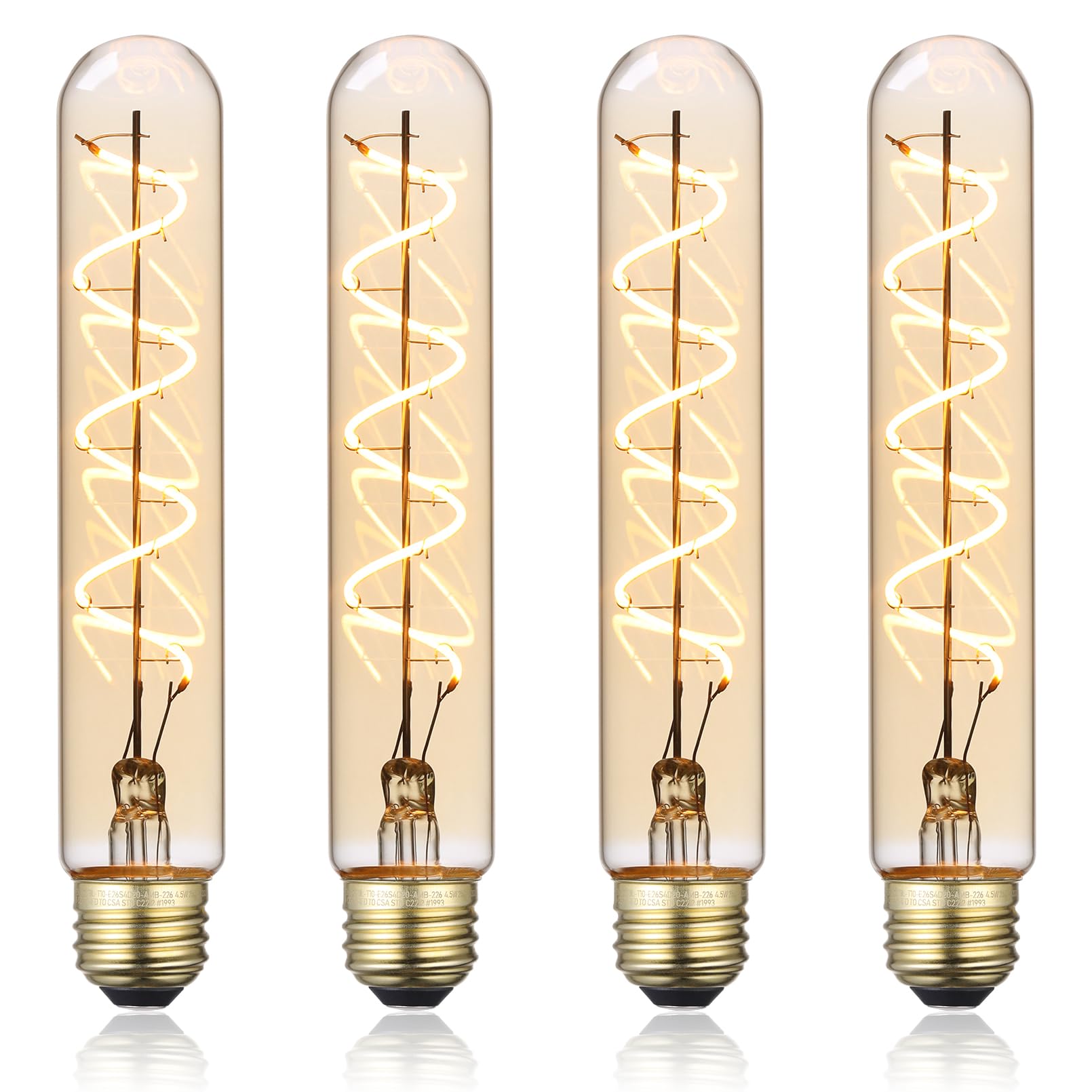 TORCHSTAR LED Vintage Spiral Filament Bulb T10, 4.5W 7.17inch Long ...