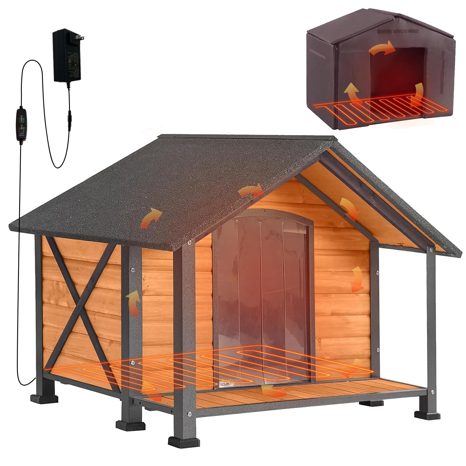 Amazon.com : Heated Dog House Outdoor Dog Kennel with Insulation Liner ...