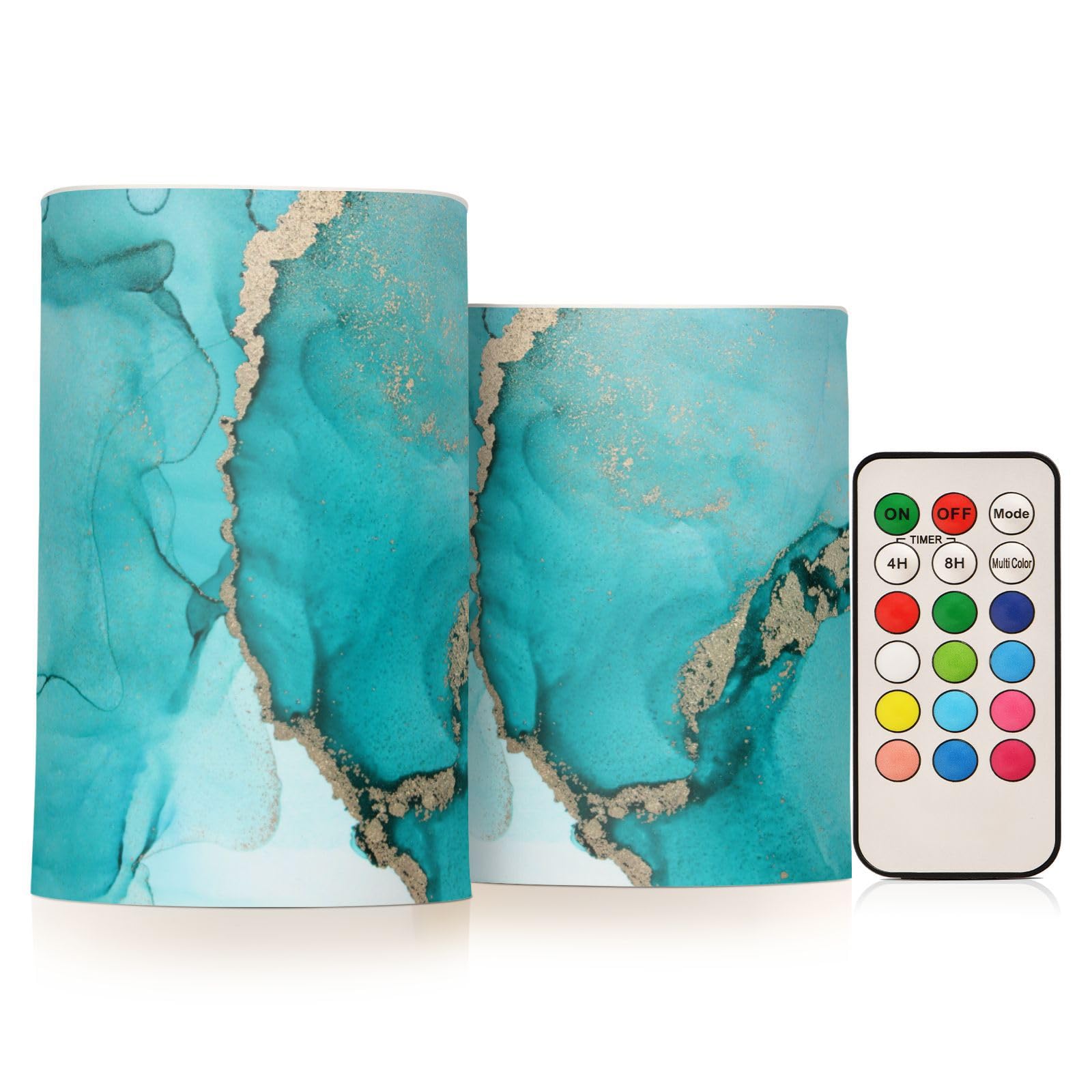 Amazon.com: Eionryn Teal Turquoise Marble Texture Flameless Candles ...