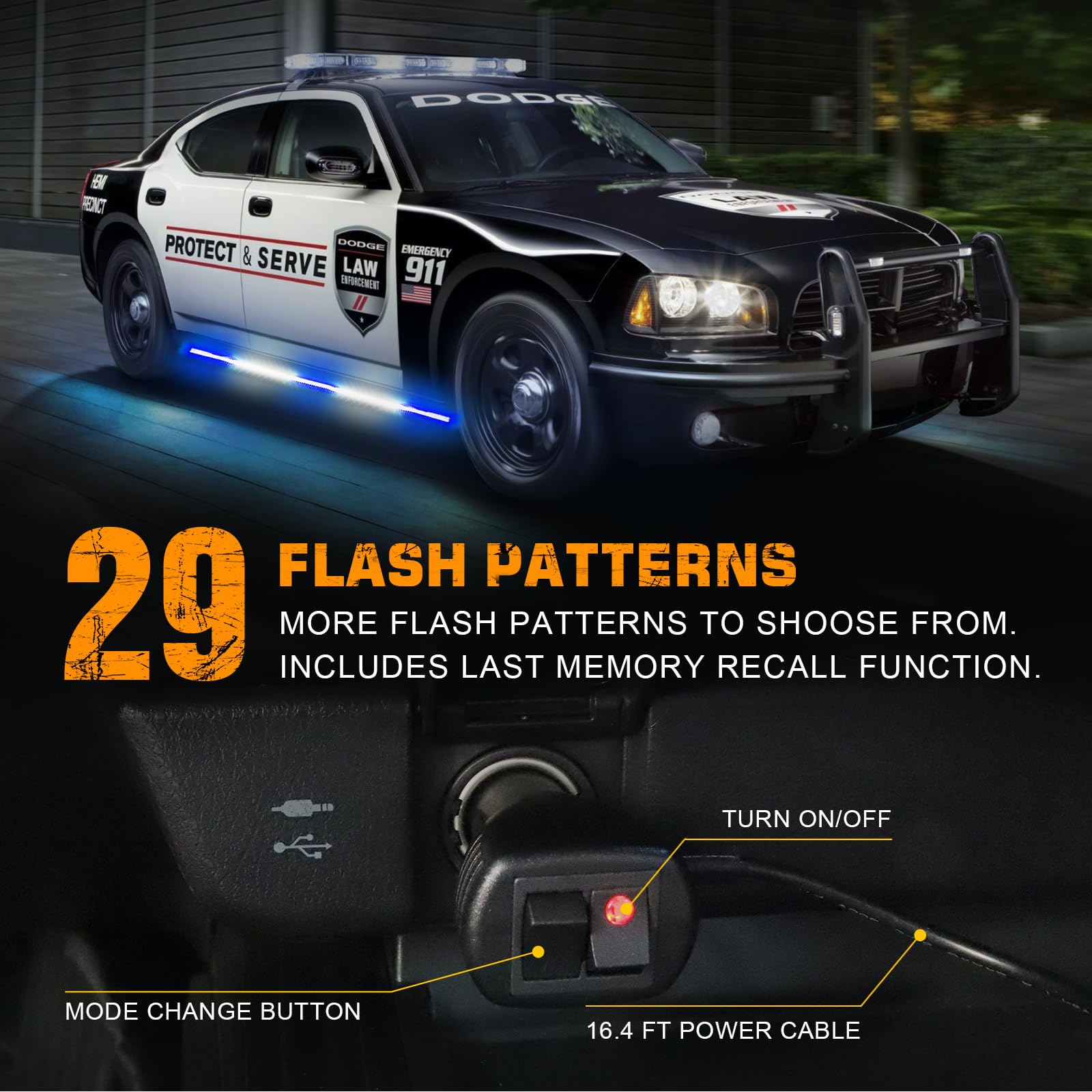 Snapklik.com : 2PCS 60 Inch Blue White Emergency Lights Strip 720 LED ...