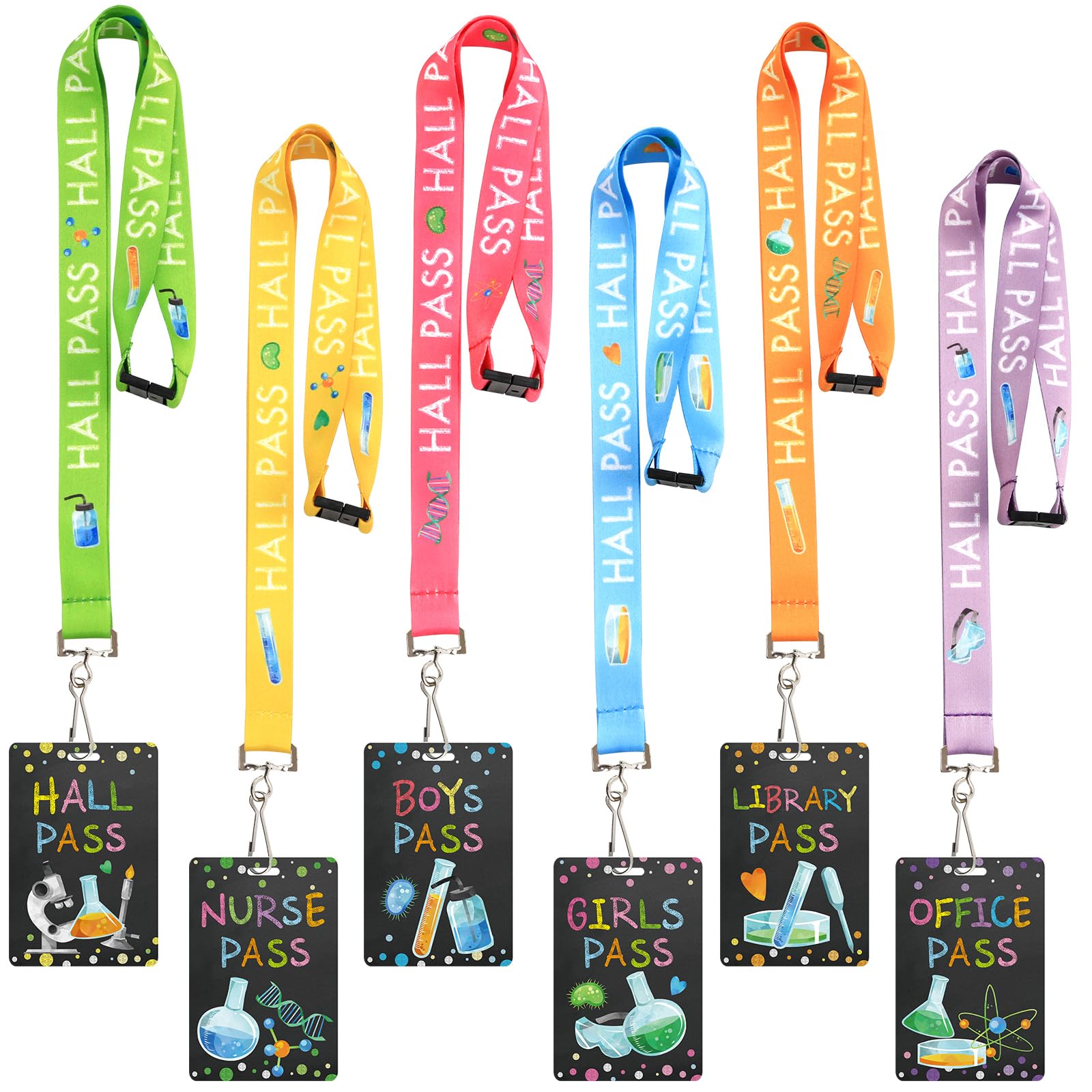 Amazon.com: Science Hall Passes Lanyards Set of 6 School Classroom ...