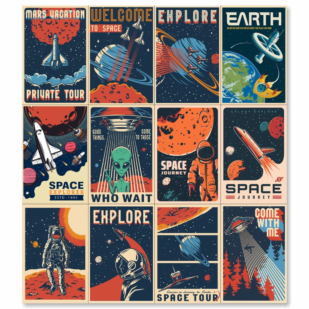 Hk Studiovintage Space Decor Astronaut Posters Space Themed Bedroom ...