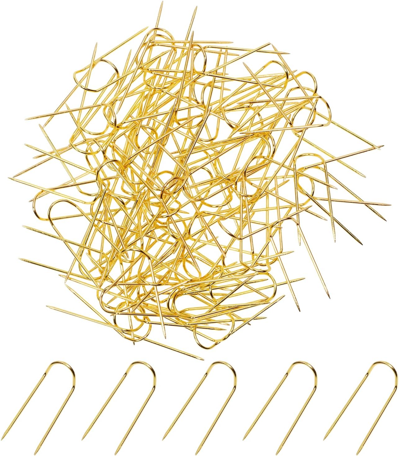 Amazon.com: ONLYKXY 100pcs Gold U Shaped Fork Pins Sewing Quilting ...