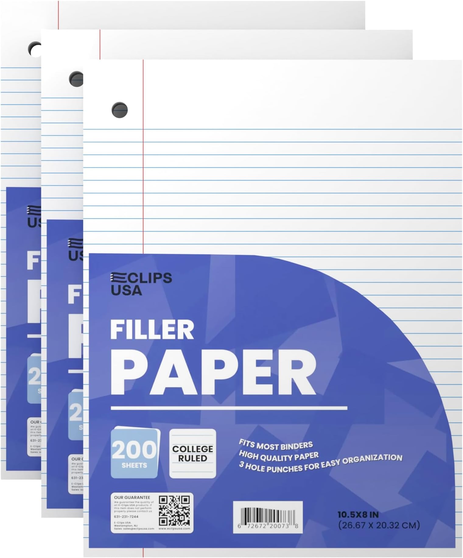Amazon.com : Notebook Paper, College Ruled Loose Leaf Paper (3 Pack ...