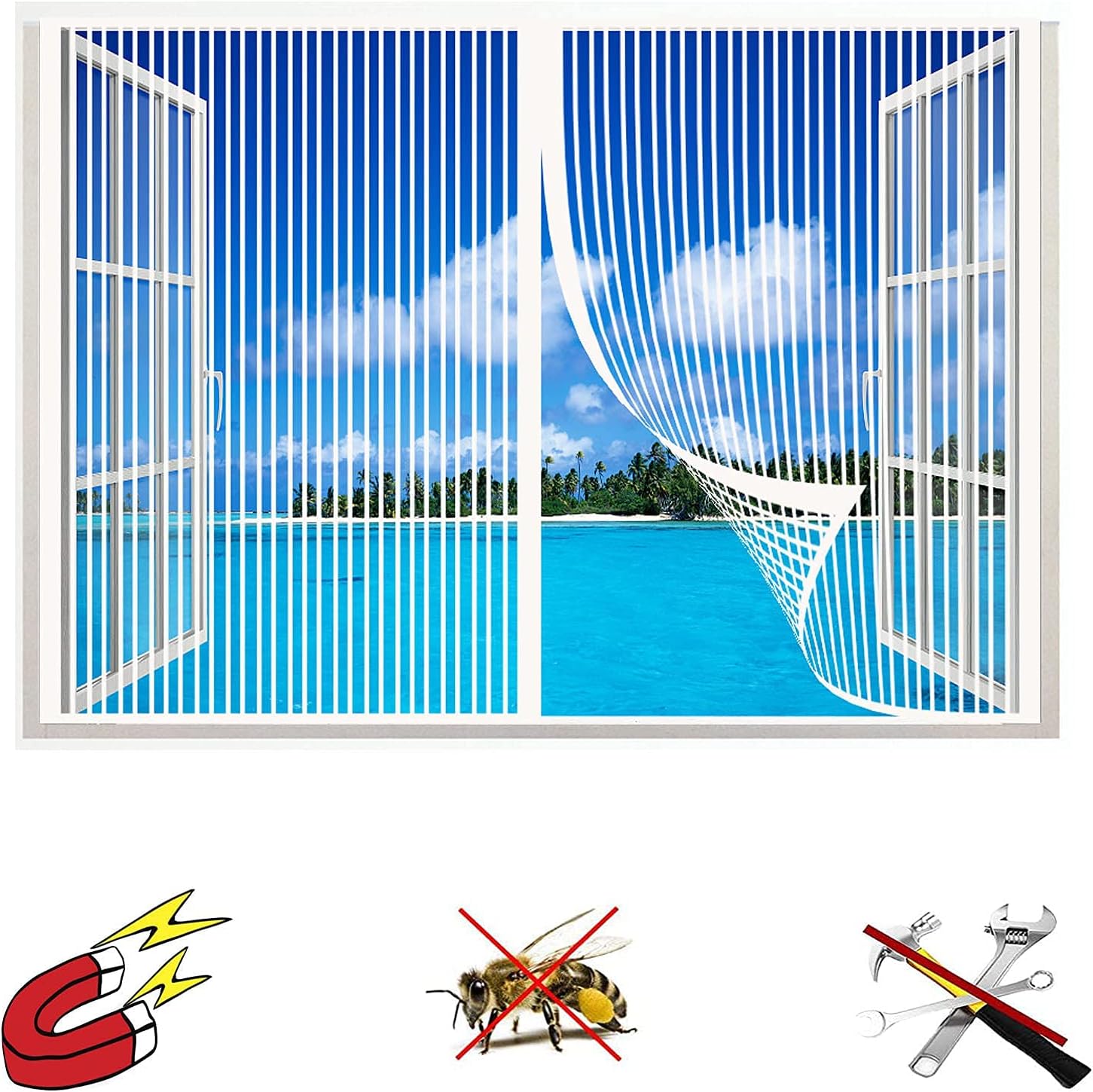 Magnetic Screen Window, Magnetic Fly Screen Windowmesh Window Curtains ...