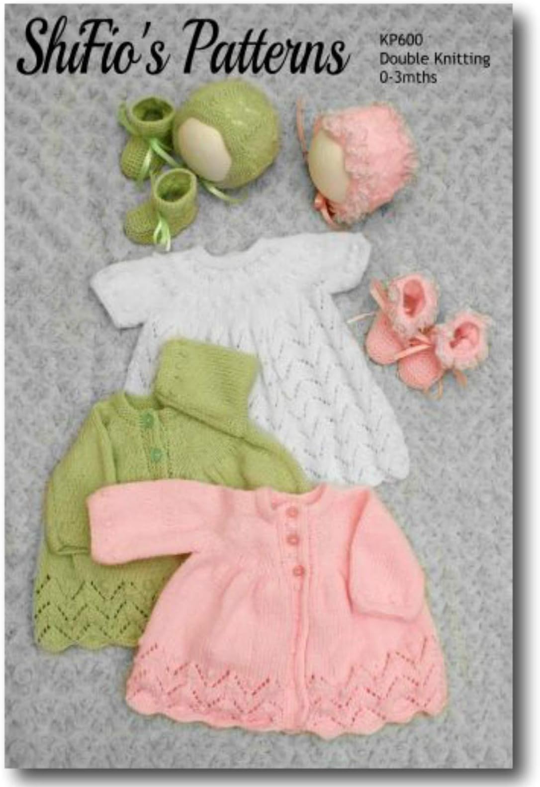Knitting Pattern for Babies Matinee Jacket, Dress, Bonnet and Bootees ...