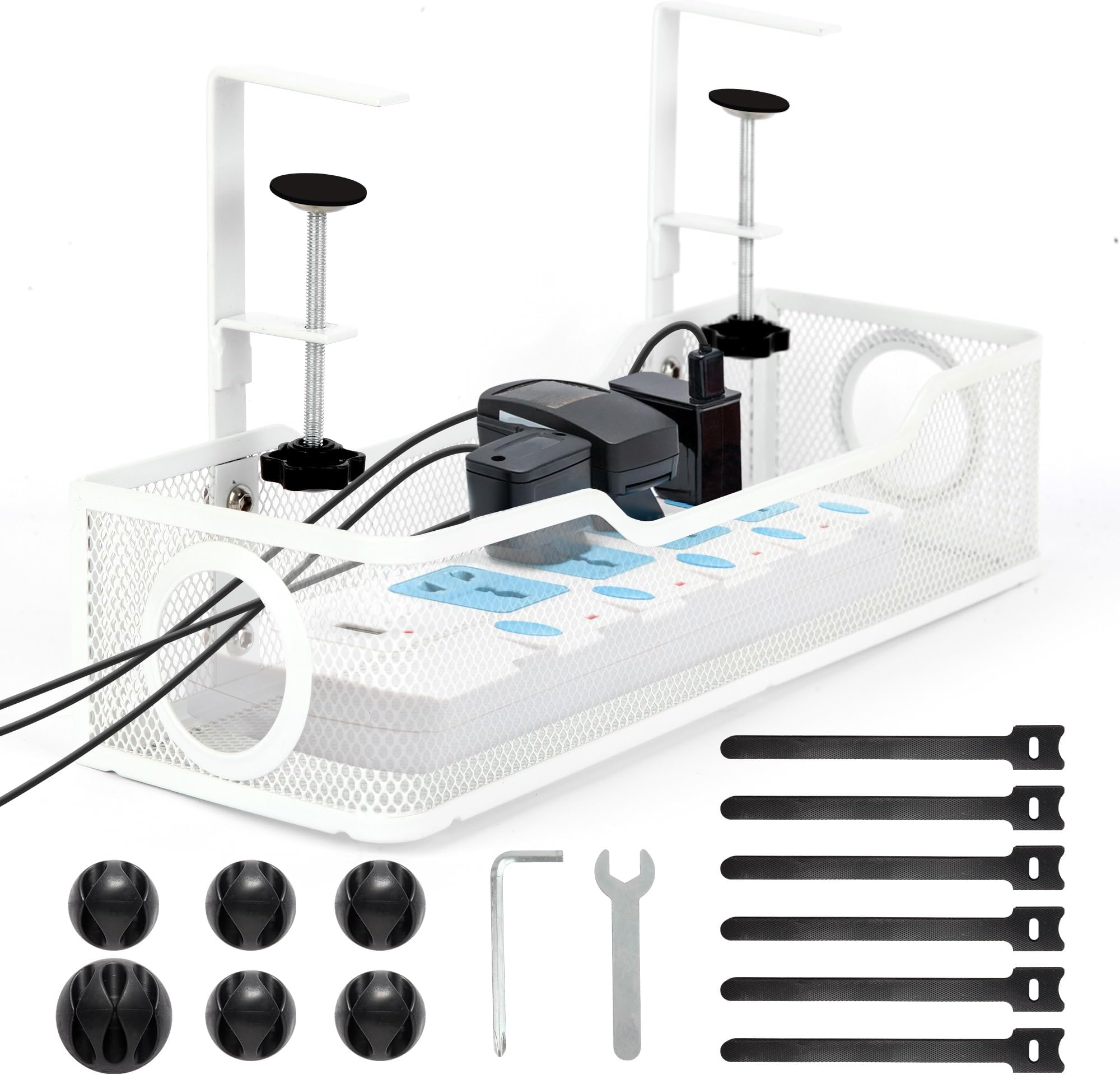 Amazon.com: Under Desk Cable Management Tray White, Cinati Wire ...