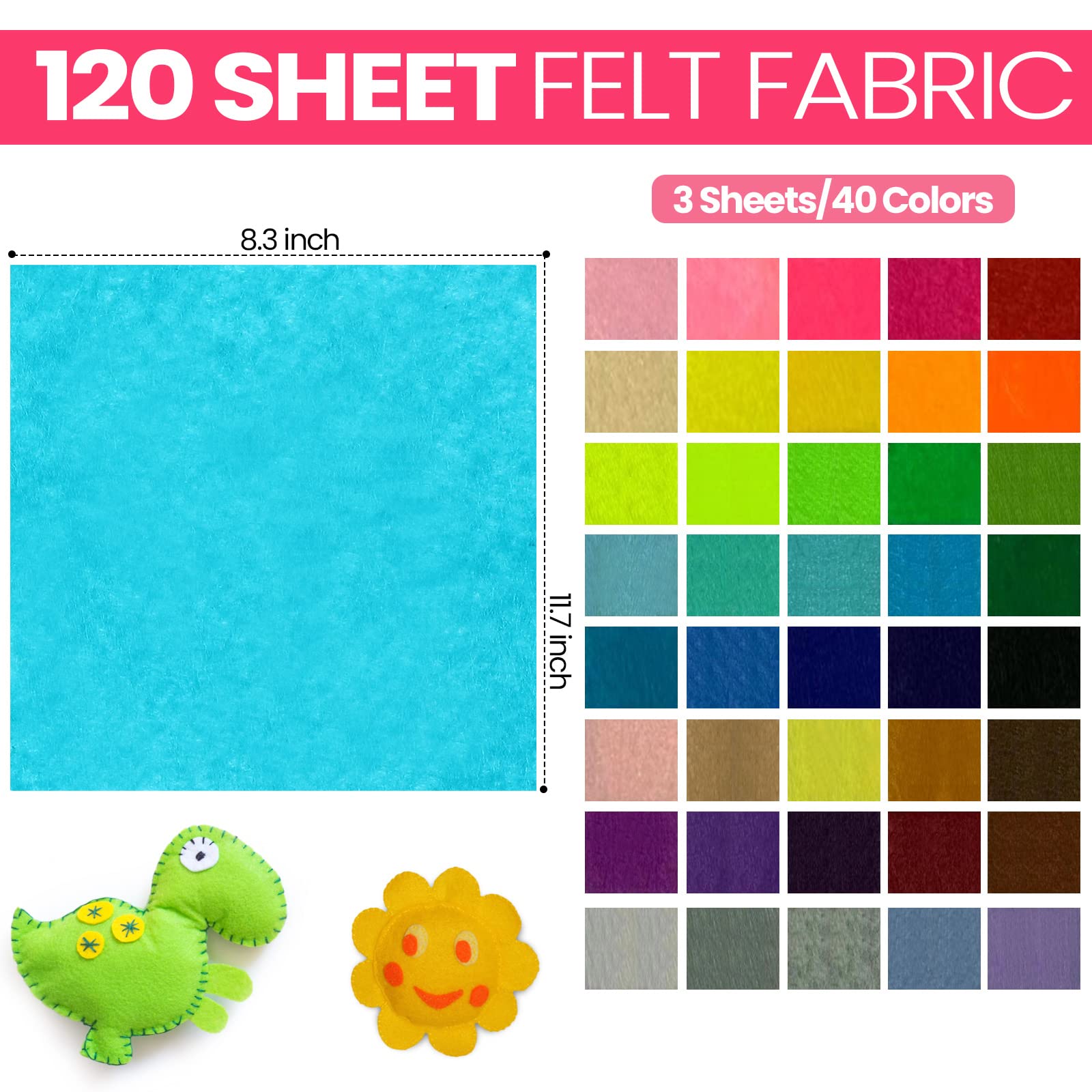 Snapklik.com : Reginary 120 Pcs 12 X 12 Inch Felt Sheets For Craft 40 ...