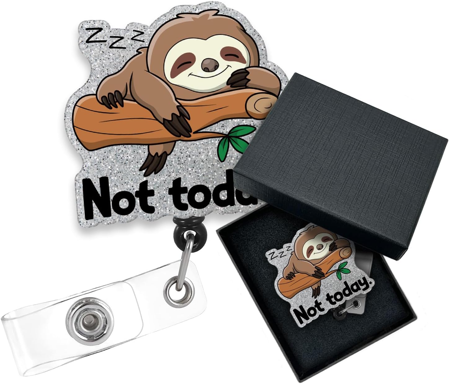 Amazon.com : Cusrtyh,Not Today,Funny Sloth Retractable Badge Reel with ...