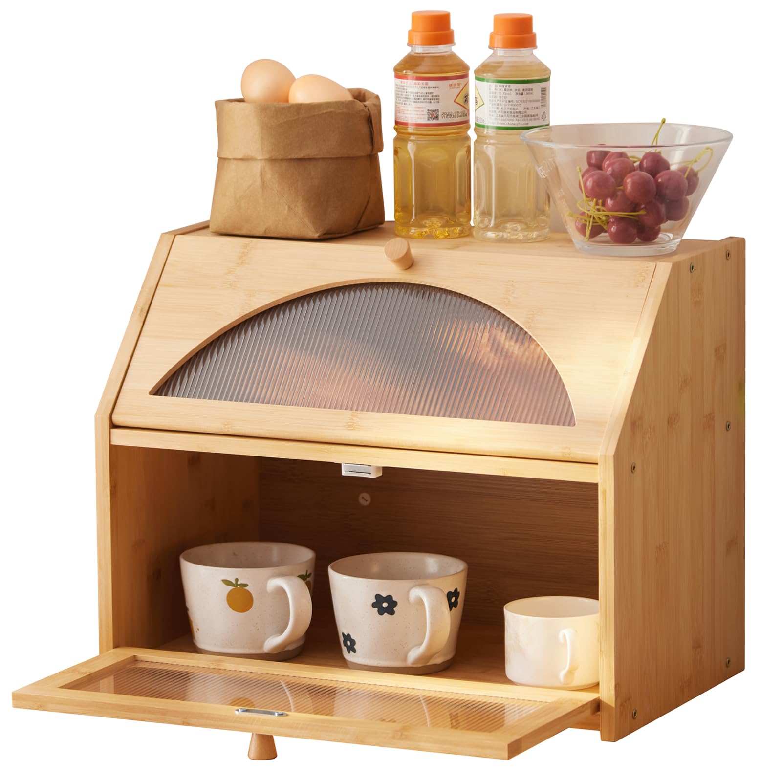 Snapklik.com : Double Layer Bread Box For Kitchen Countertop,Large ...
