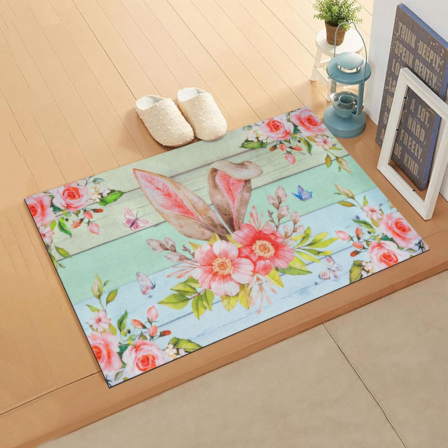 Amazon.com: Likiyol Easter Door Mat Bunny Front Door Mat Indoor ...