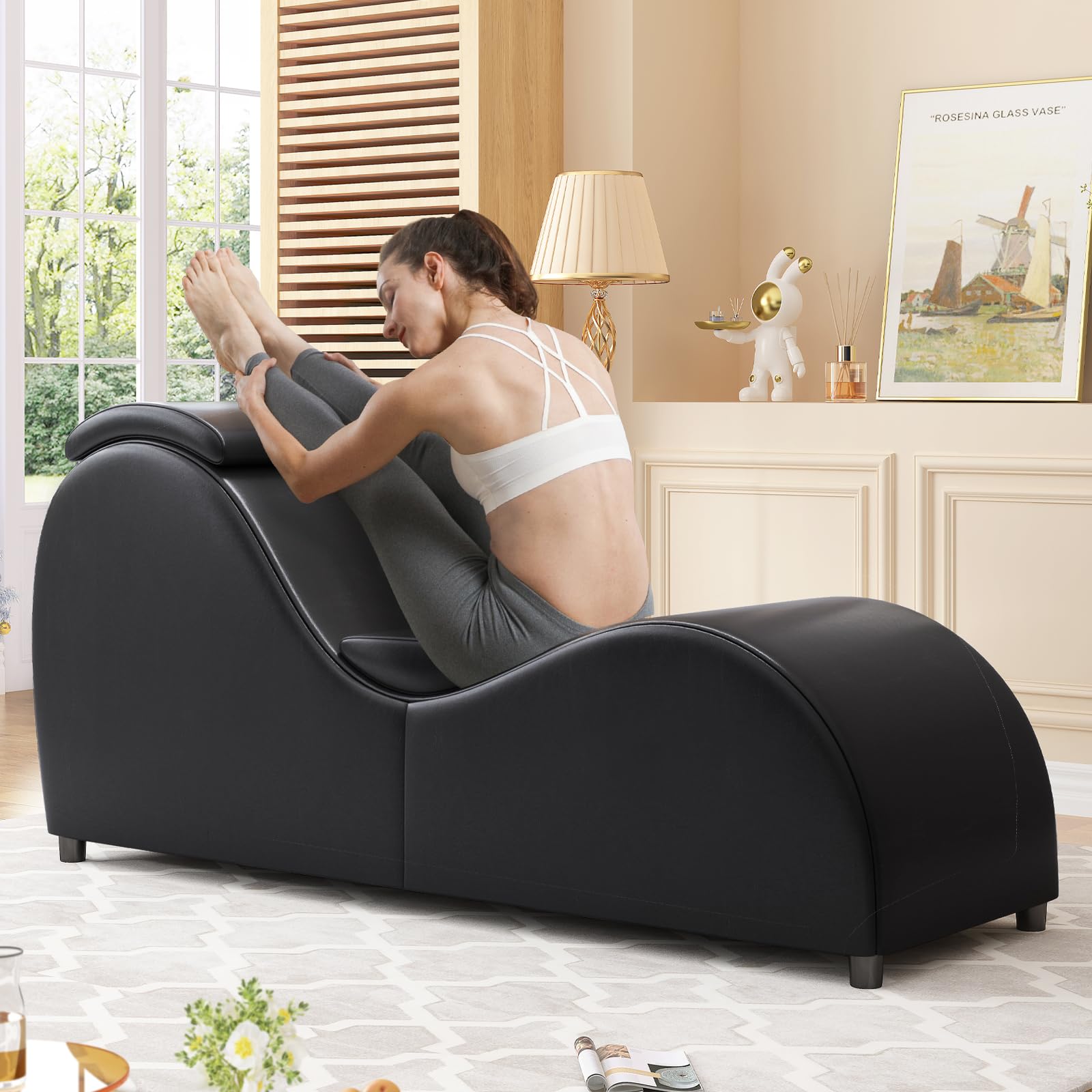 Yoga Sofa Woman Doing Yoga And Man Sitting On Sofa · Free Stock Photo