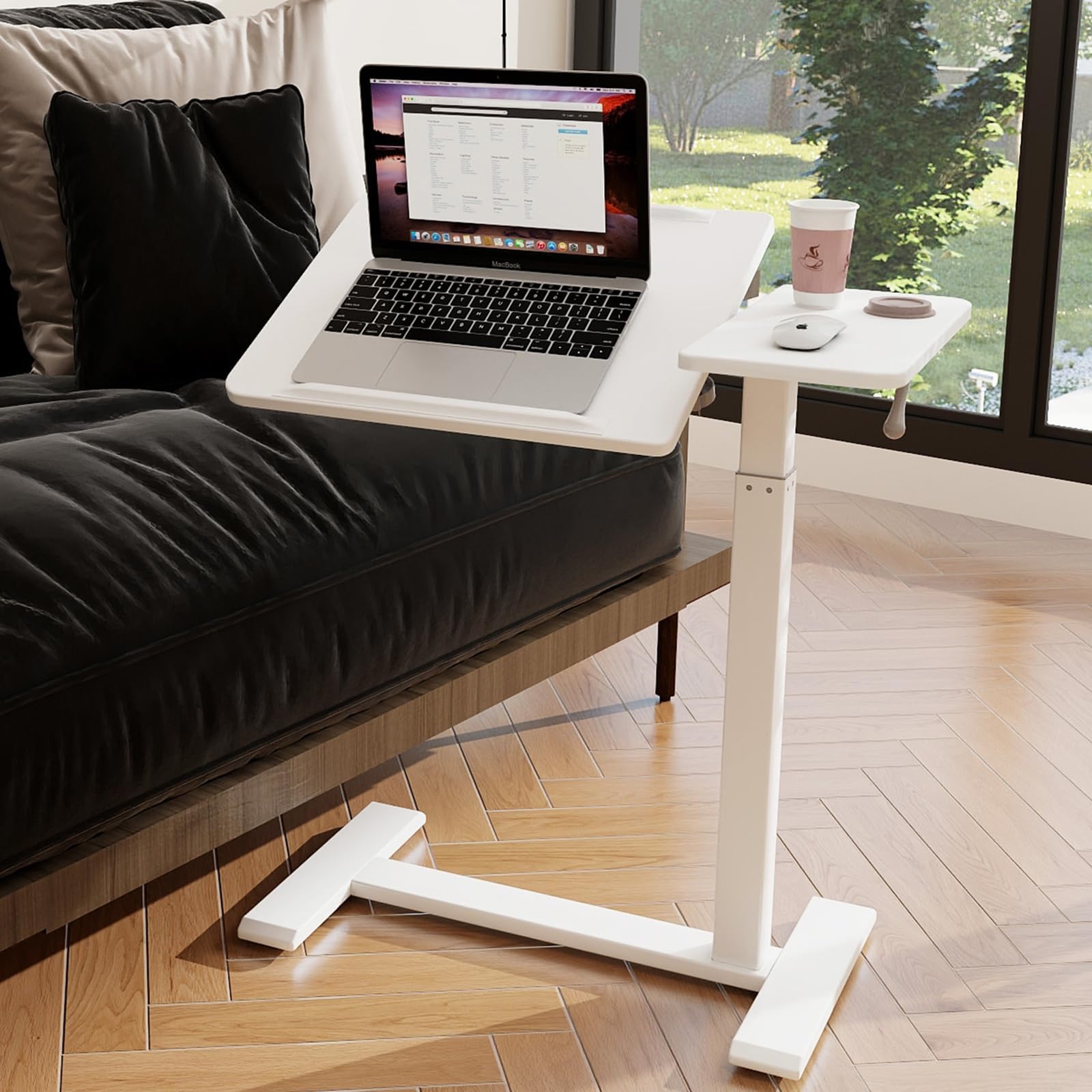 Amazon.com: BeGyoku Overbed Table Hospital Bed Table,Tiltable Pneumatic ...