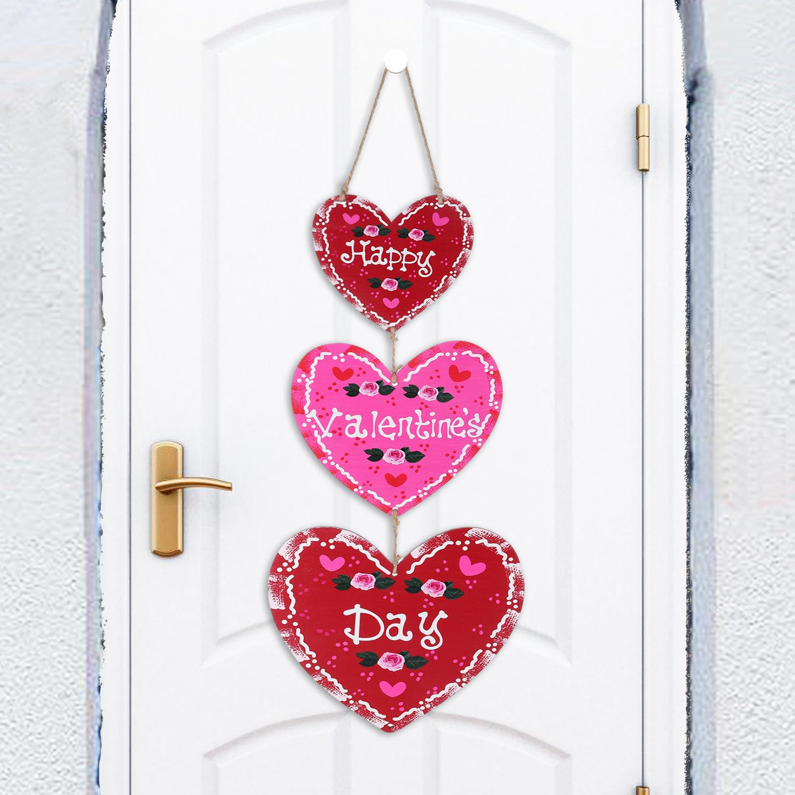 Amazon.com: 30in Front Door Sign, Romantic Red Heart Wood Door Hanger ...