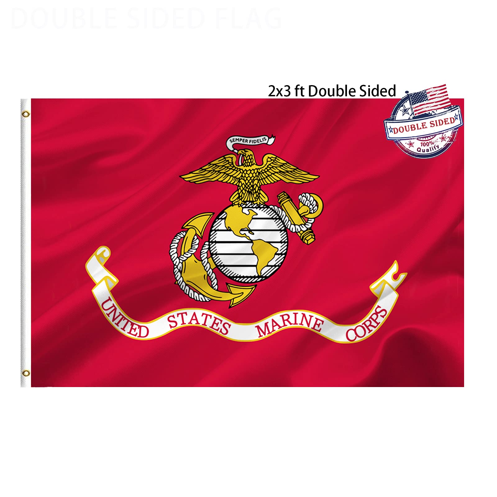 Marine Corps USMC Flag 2x3 Double Sided- Heavy Duty 3ply USMC Military ...