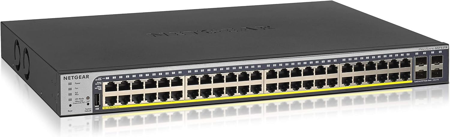 Amazon.com: NETGEAR 52-Port PoE Gigabit Ethernet Smart Switch (GS752TP ...