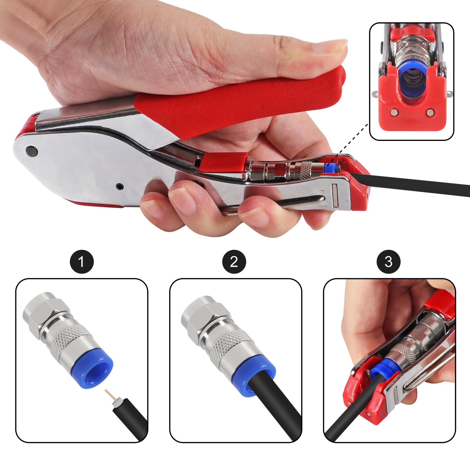 Snapklik.com : ACEIRMC Coax Cable Crimper Kit Tool For RG6 RG59 Coaxial ...