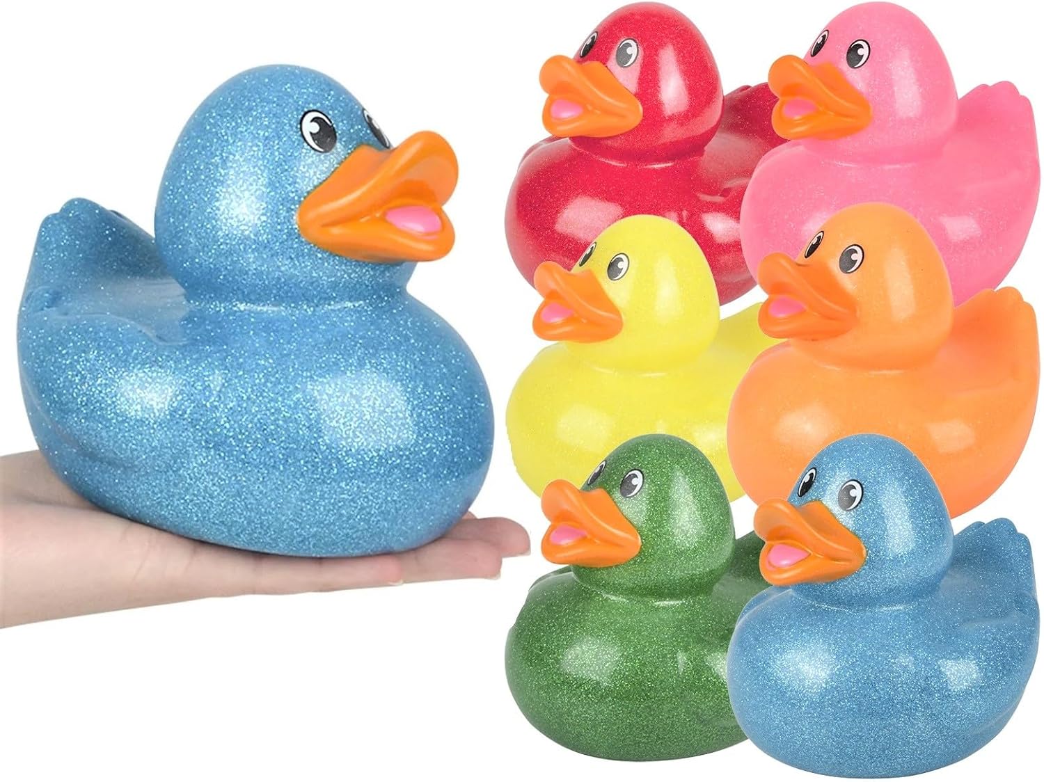 Amazon.com: Large 6" Tall Glitter Rubber Duckies (One Random Color Duck ...