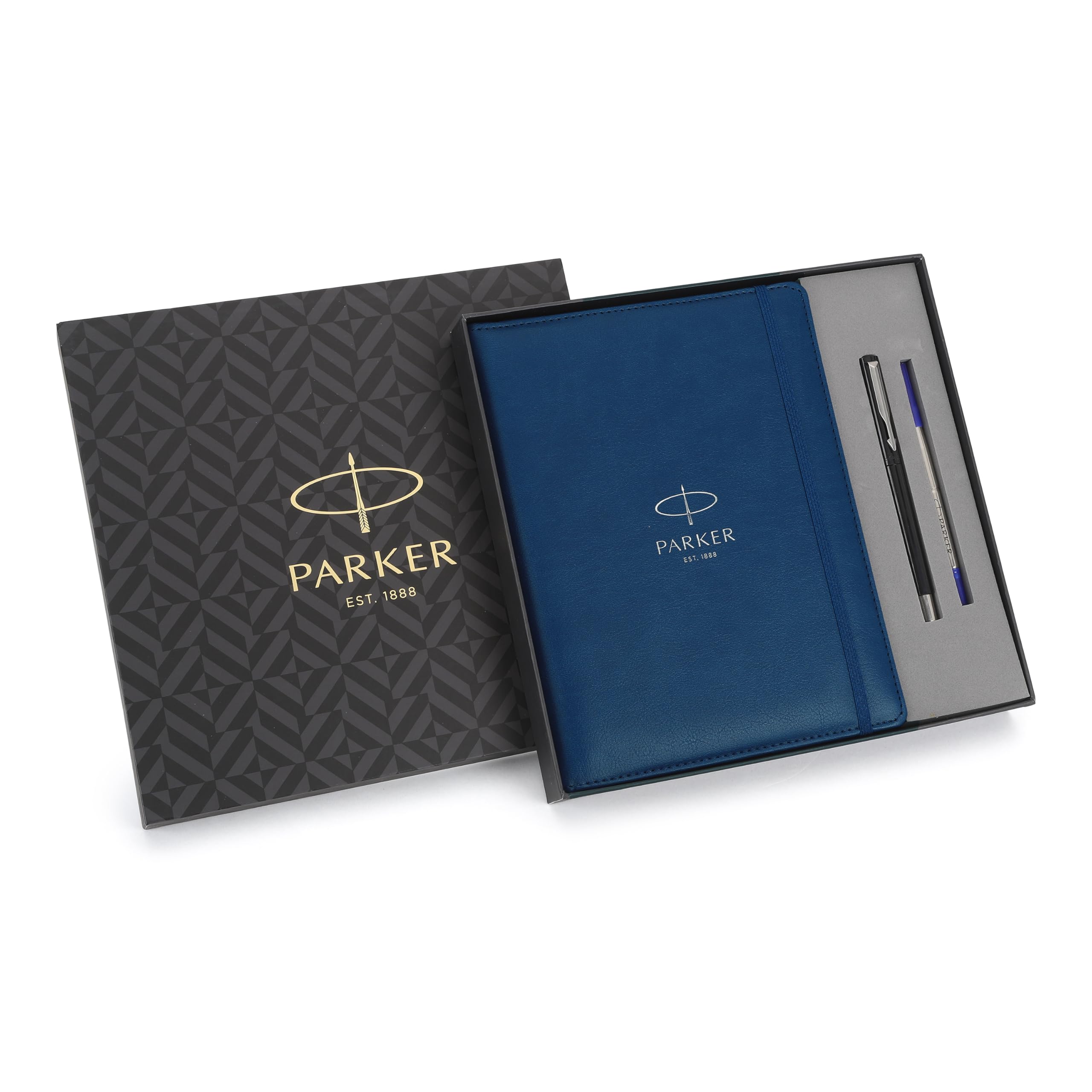 Parker Gift Set | Vector Standard Chrome Trim Roller Ball Pen with Blue ...