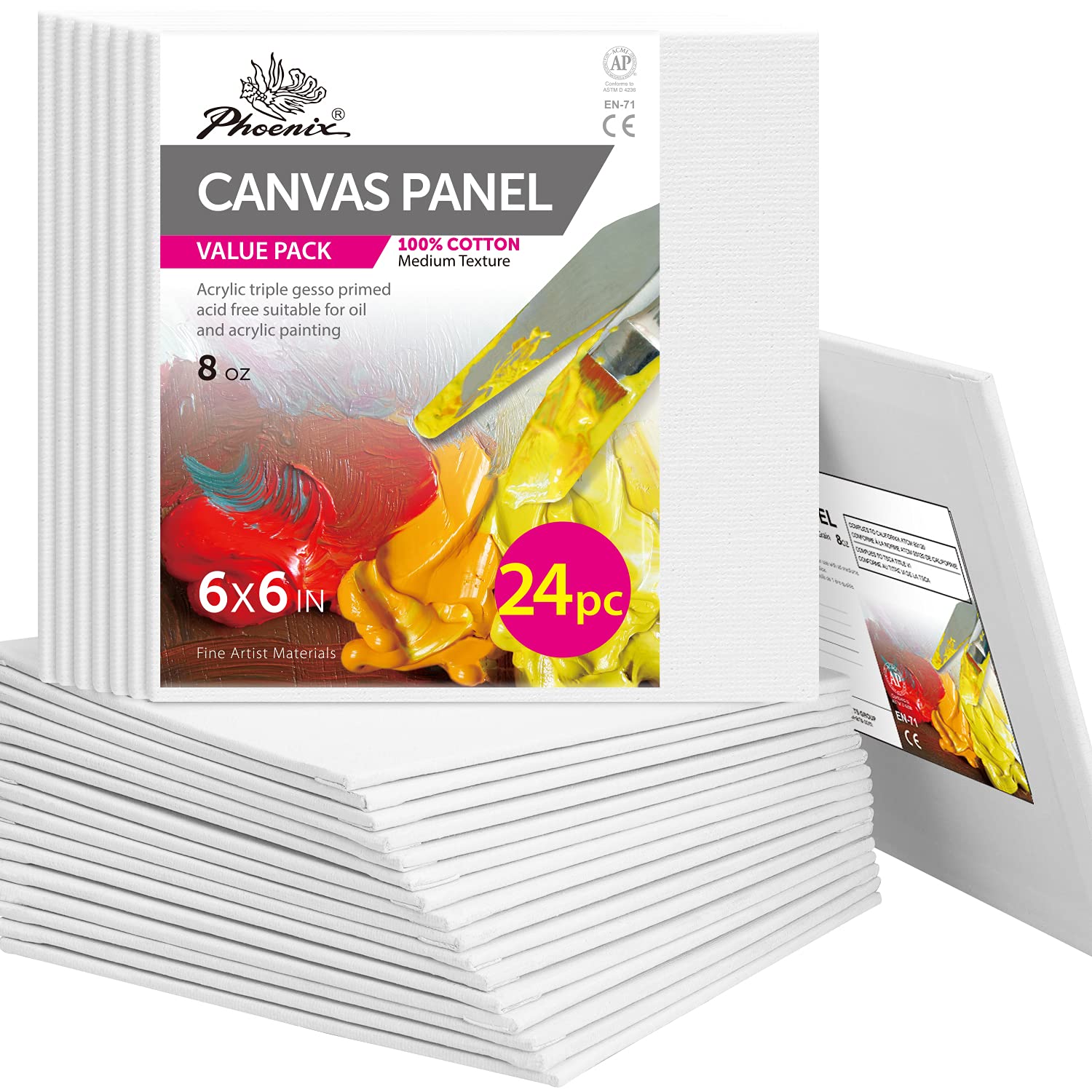 Snapklik.com : Small Painting Canvas Panels 6x6 Inch, 24 Bulk Pack - 8 ...