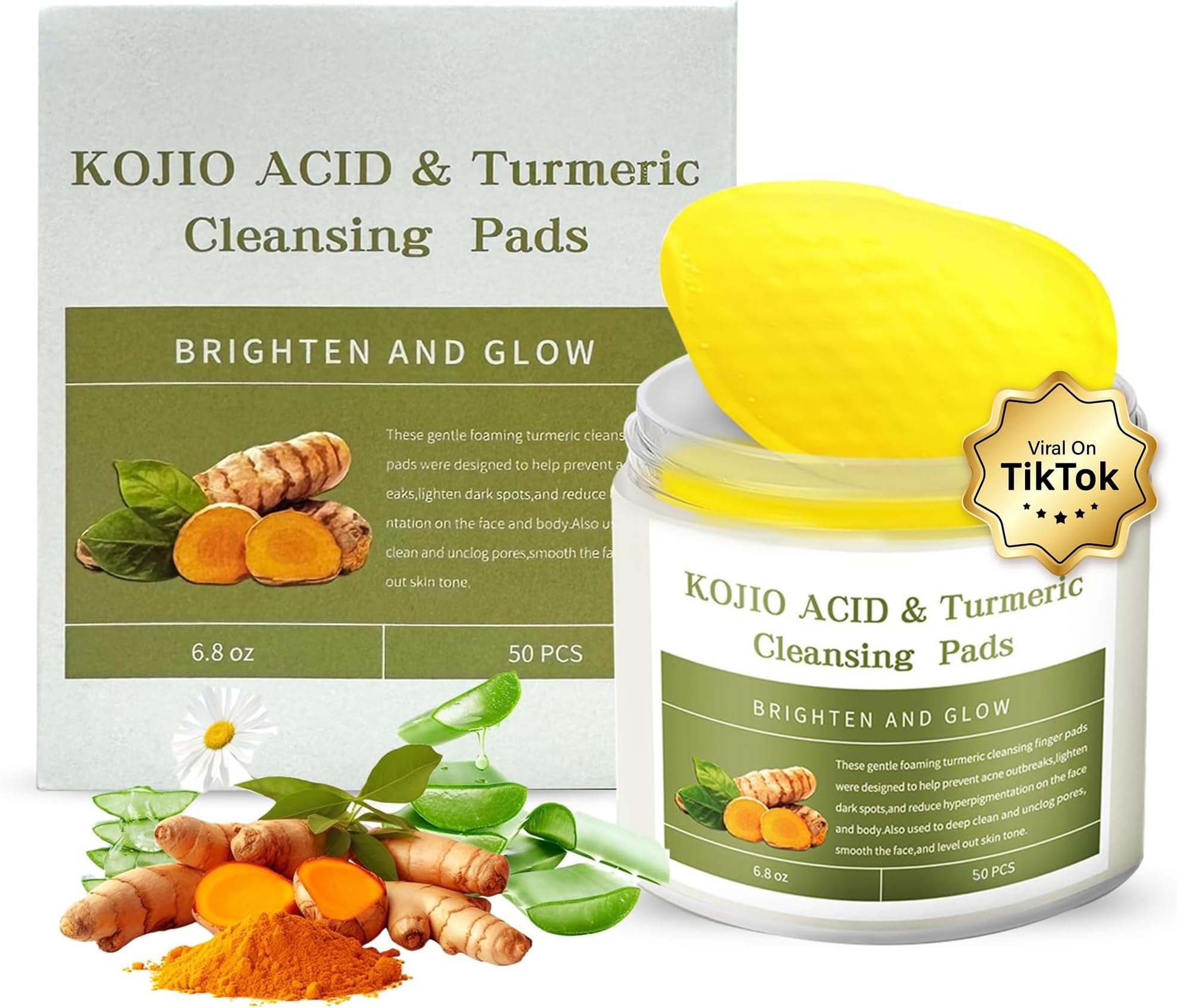 Amazon.com: Turmeric Kojic Acid Cleansing Pads: Turmeric Cleansing Pads ...