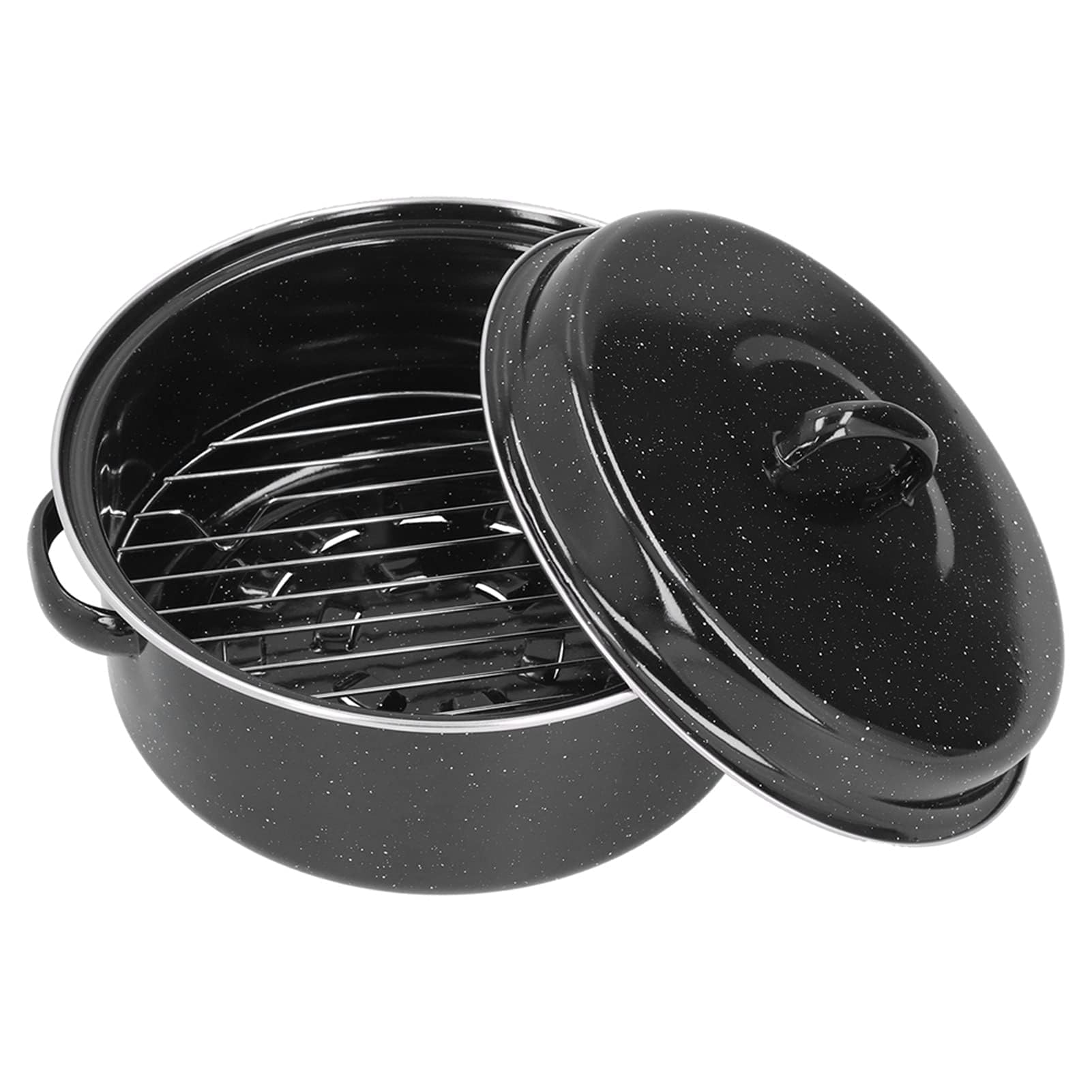 Oval Roaster Pan, 20 cm Roasting Pan Enamel Oval Roasting Pot with Lid ...