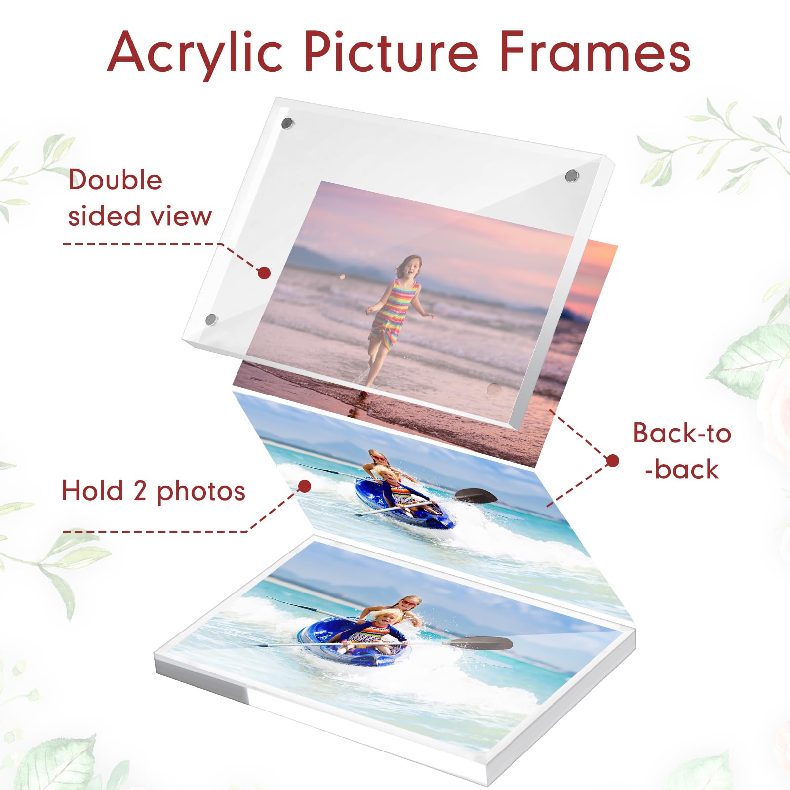6x8 Magnetic Photo Frames 5 Pack 6x8 Acrylic Picture Frames - Double ...