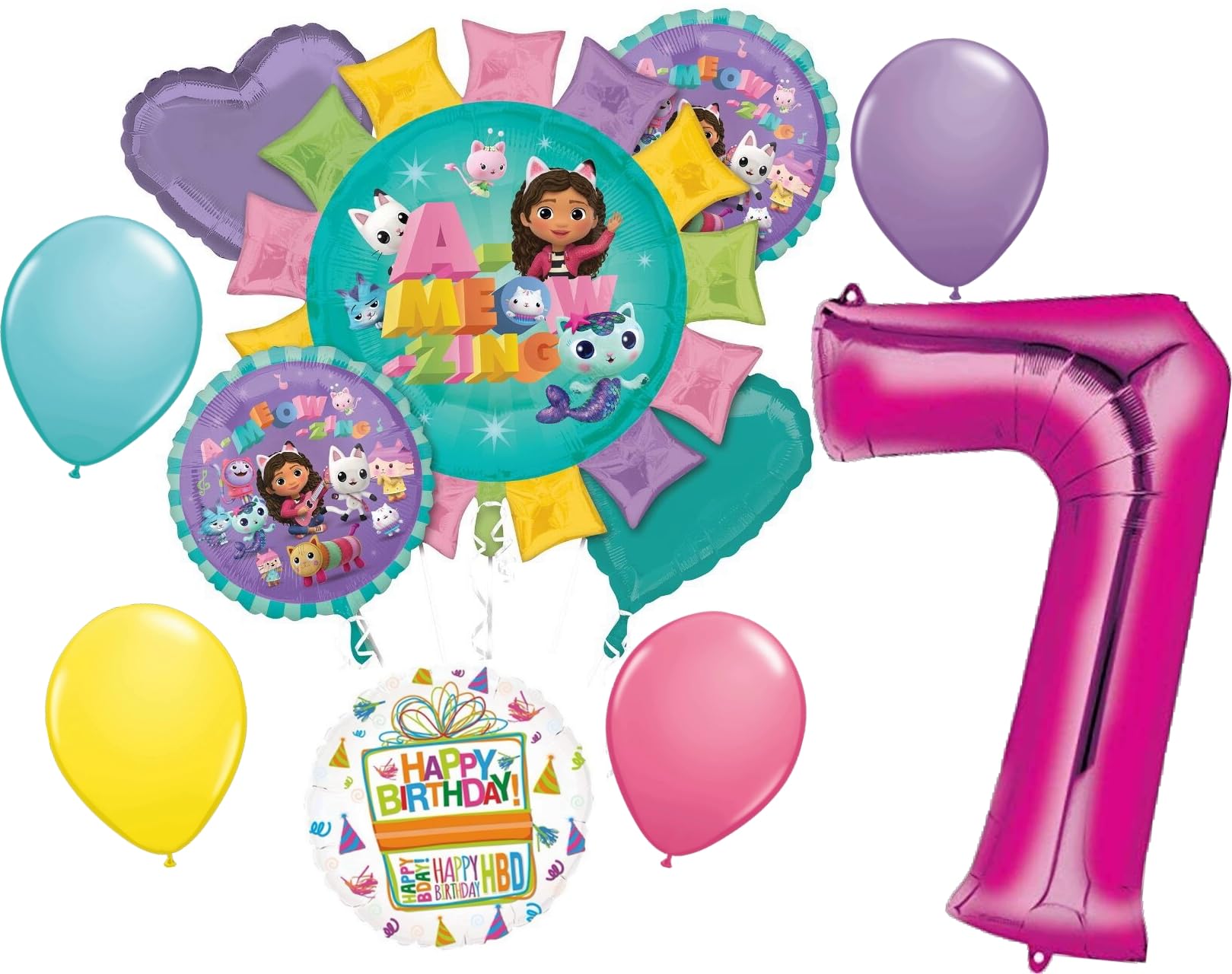Amazon.com: Gabby's 7th Birthday Party Supplies Cats and Dollhouse ...