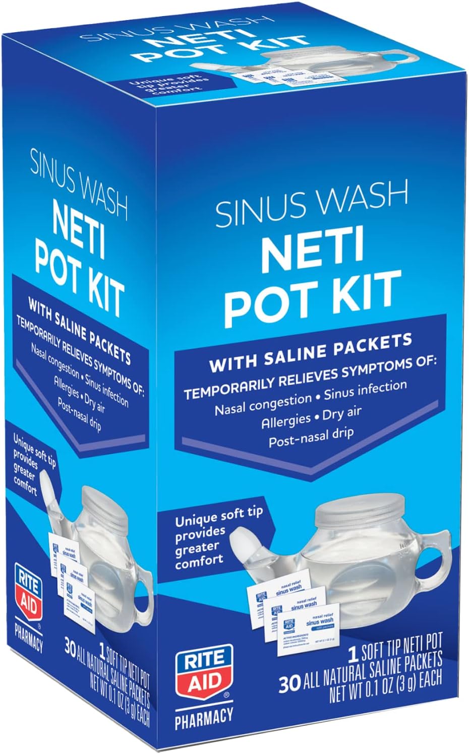 Amazon.com: Rite Aid Neti Pot Nasal Rinse Kit with 30 Salt Packets - 1 ...