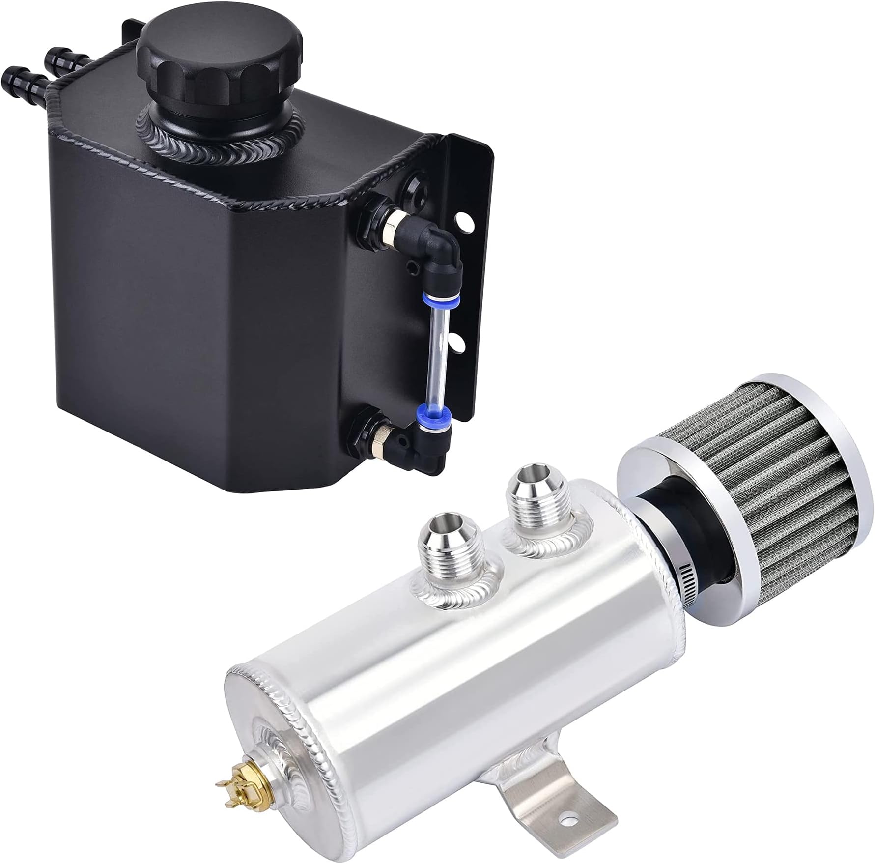 Amazon.com: EVIL ENERGY 10AN Baffled Oil Catch Can Silver Bundle with ...