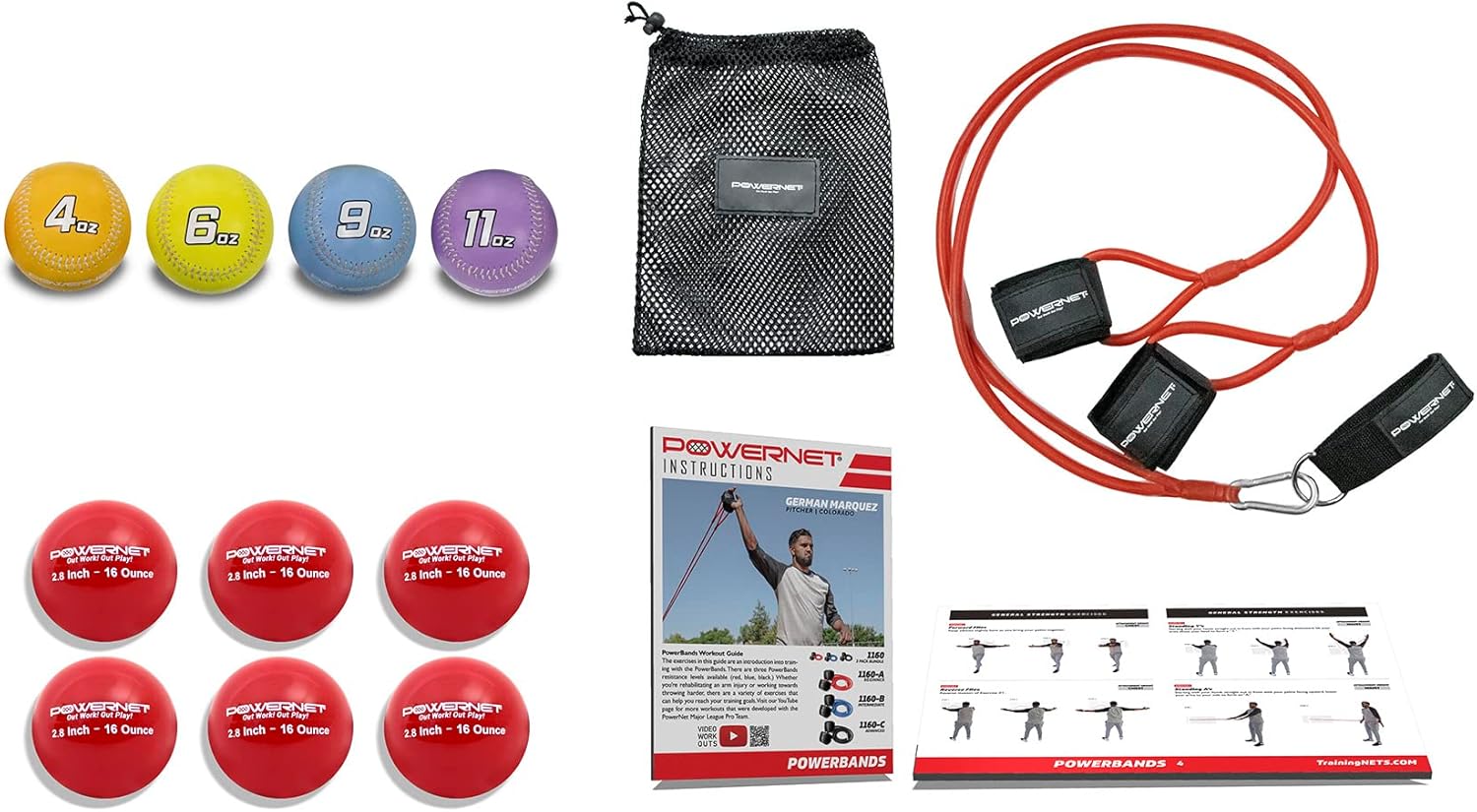 Amazon.com: PowerNet Corbin Carroll Command Set Weighted Baseballs, Arm ...
