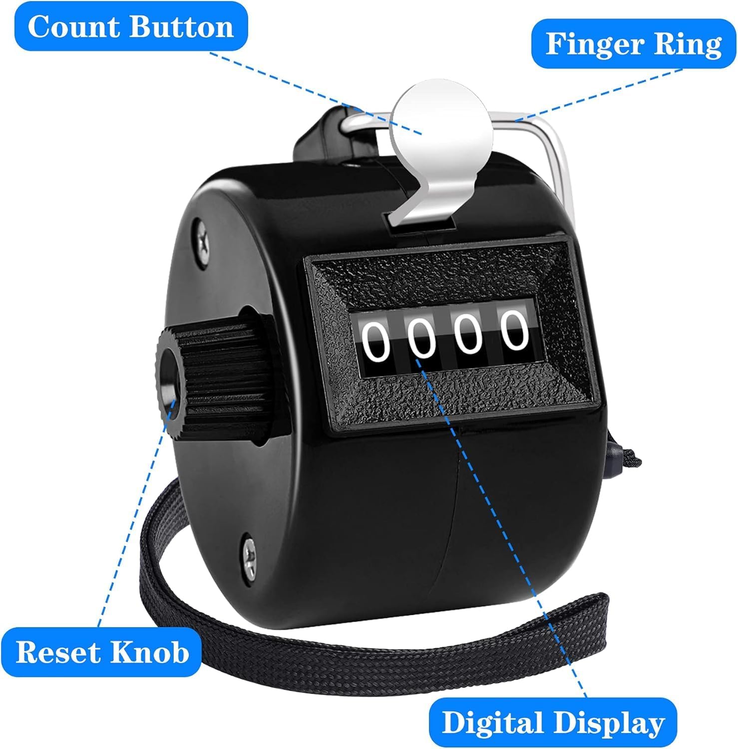 Snapklik.com : Black Handheld Tally Counter Clicker 4 Digital Number ...