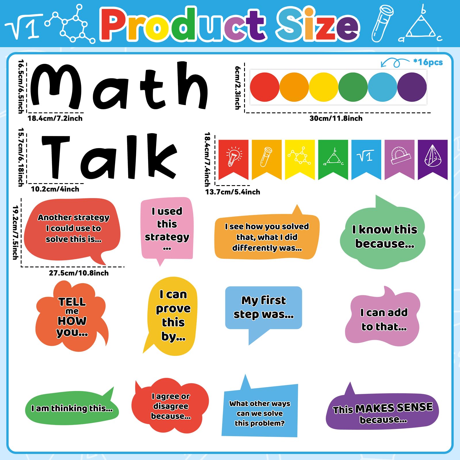 Snapklik.com : Chunnin 43 Pcs Math Talk Bulletin Board Set For Math ...