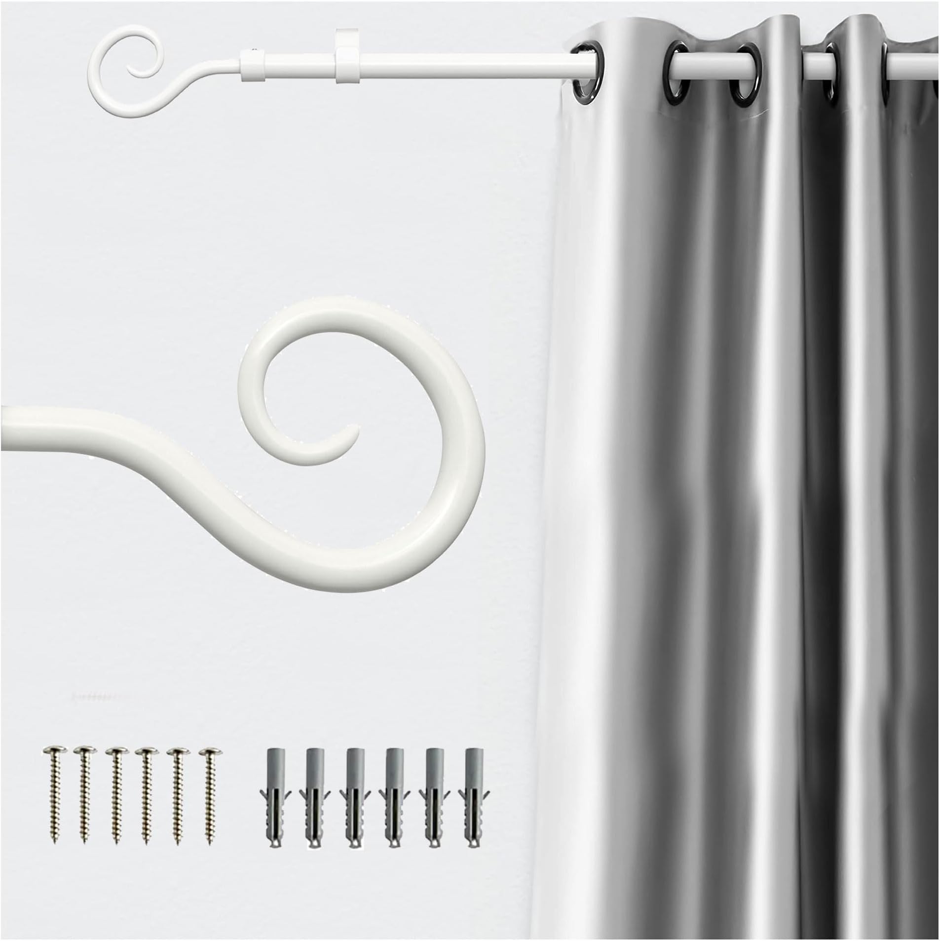 Amazon.com: Urbanest Adjustable Scroll Finial Curtain Drapery Rod Set ...