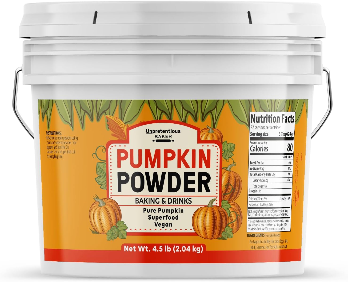 Amazon.com : Unpretentious Pumpkin Powder, 1 Gallon, Baking & Food ...