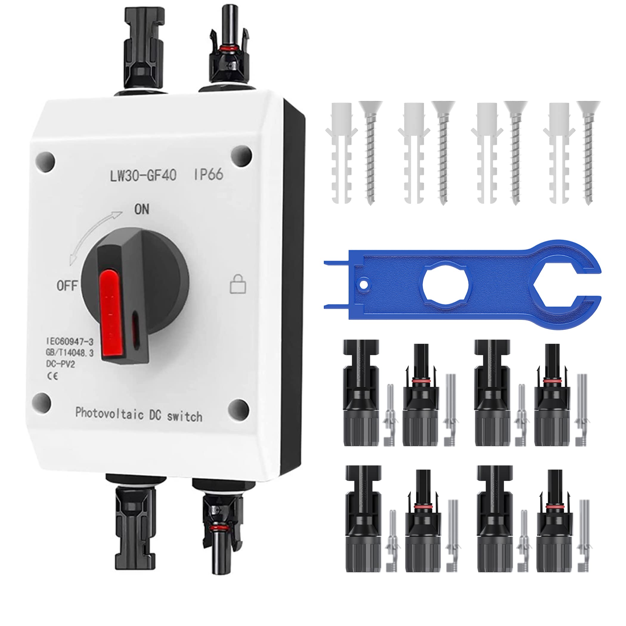 Buy KINGARDEN DC Isolator Switch Photovoltaic IP66 Waterproof 32A 1200V ...