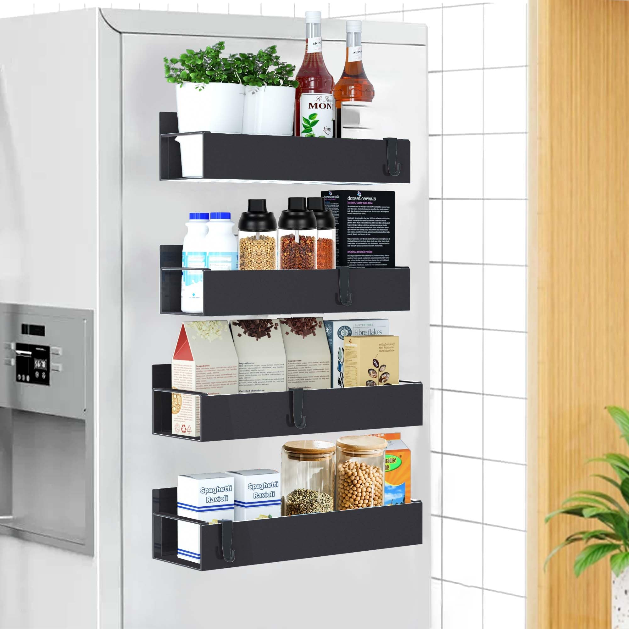 Amazon.com: 4 Magnetic Spice Racks for Refrigerator - Extra Strong ...