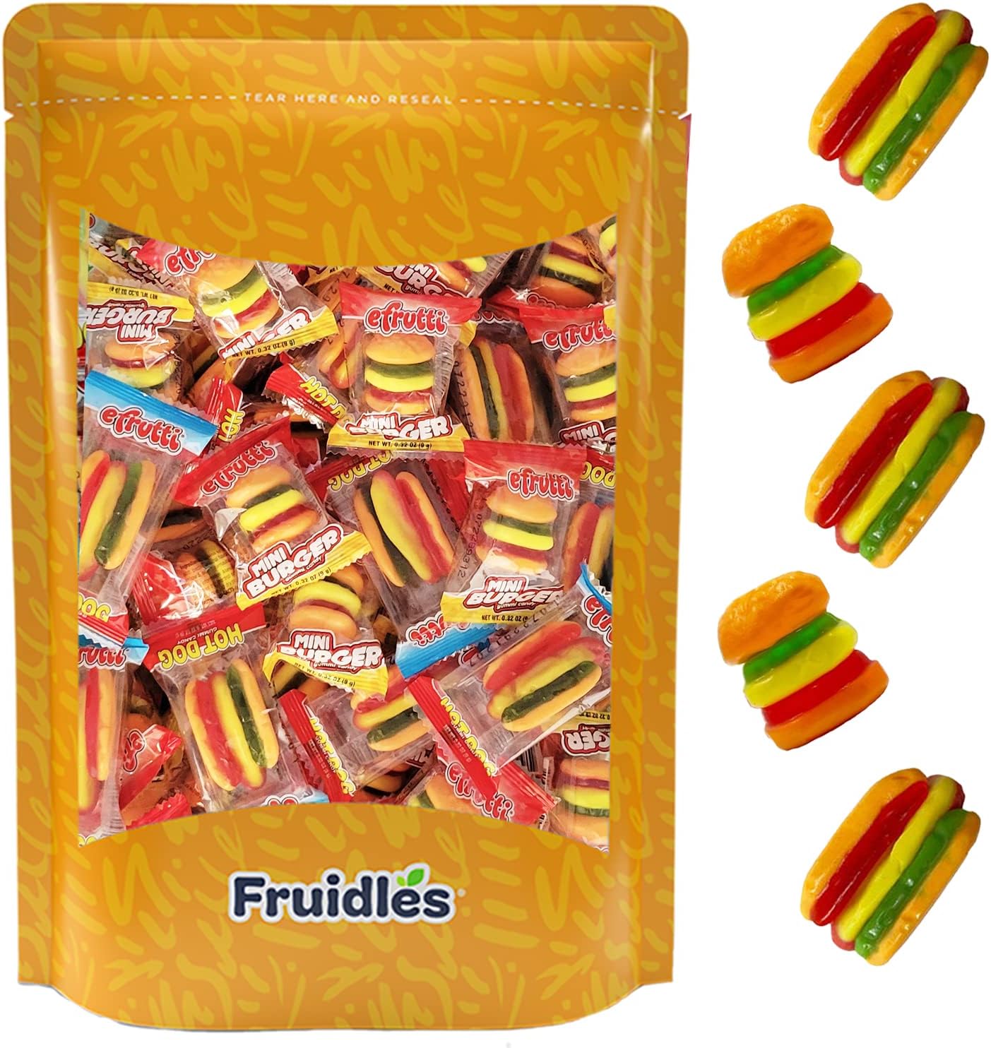 Amazon.com : efrutti Mini Burger Gummy Candy, 2 LB - 101 Count Bulk Bag ...