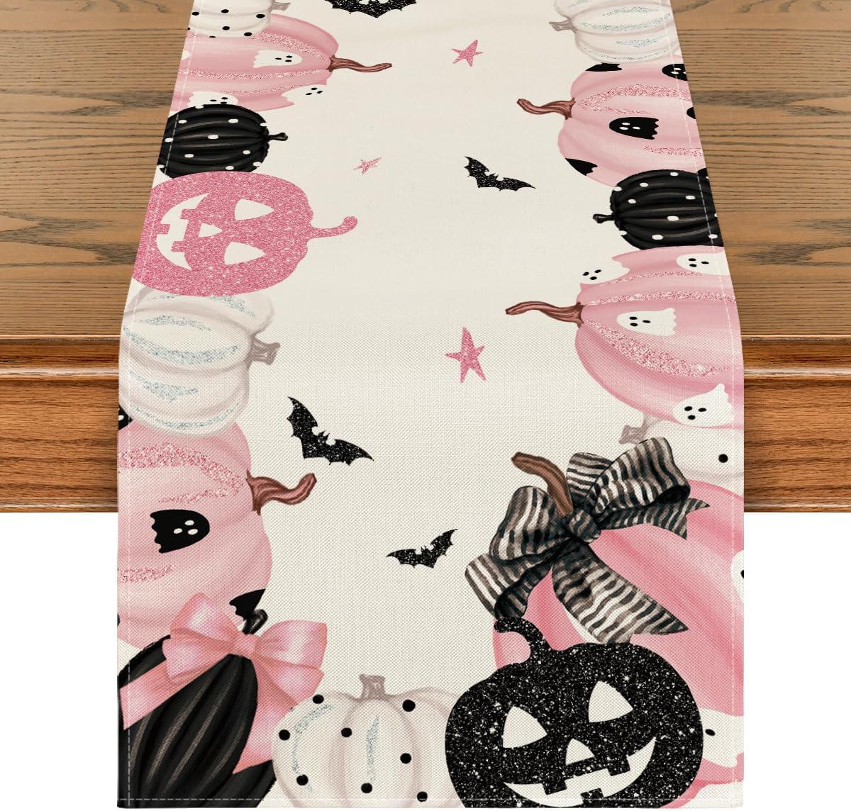 Amazon.com: AnyDesign Pink Halloween Table Runner Cute Ghost Table ...