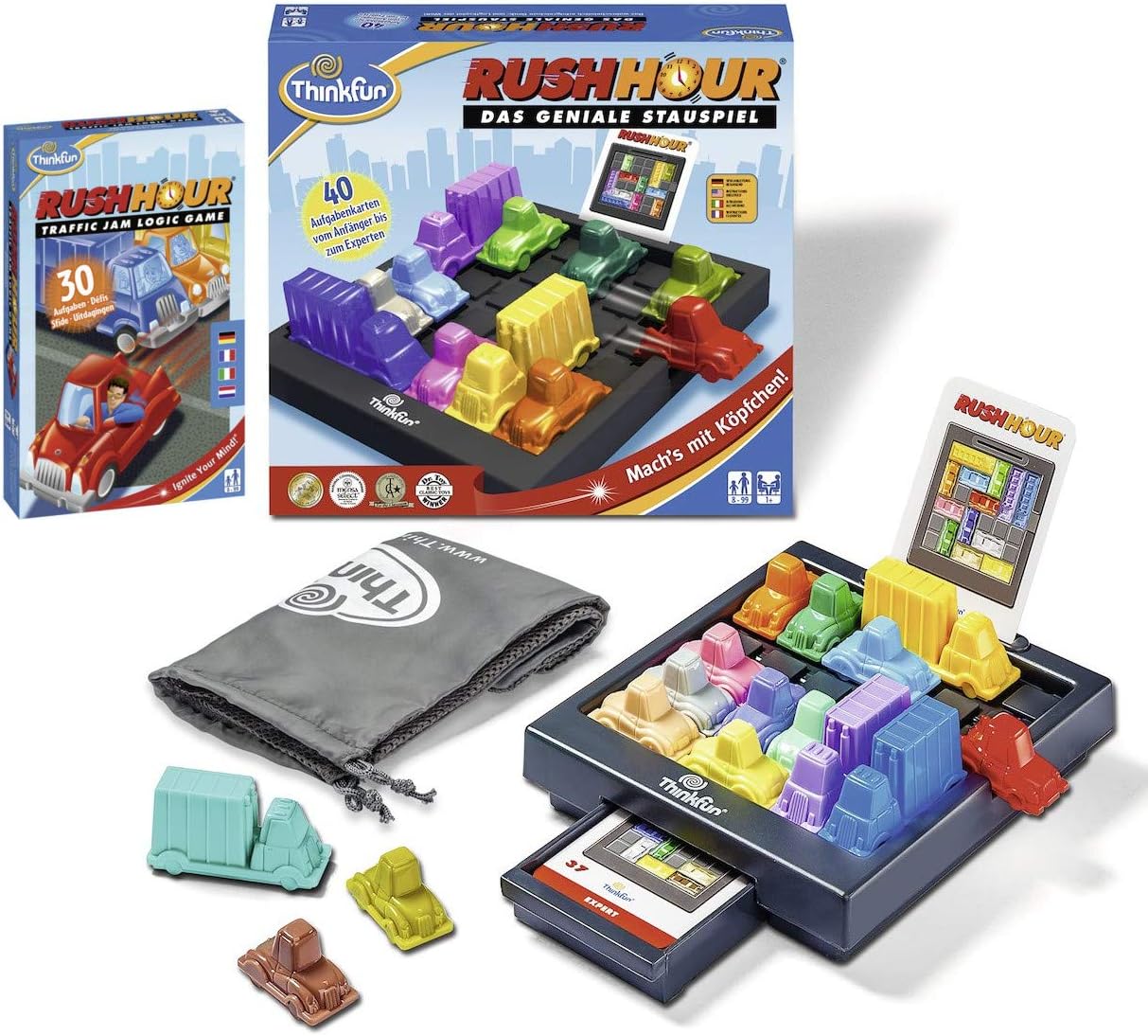 Ravensburger 76301 ThinkFun Rush Hour Spiel - Smart Game + Ravensburger ThinkFun 76369 Rush Hour ...