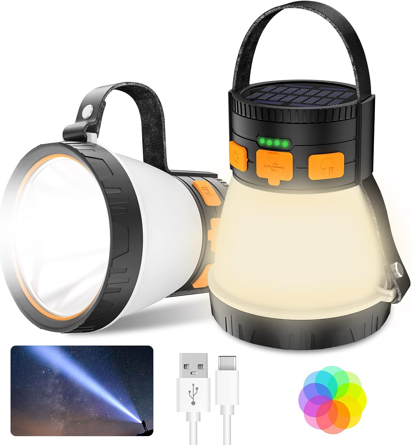 Amazon.com: LED Camping Lantern, Rechargeable Solar Camping Light with ...
